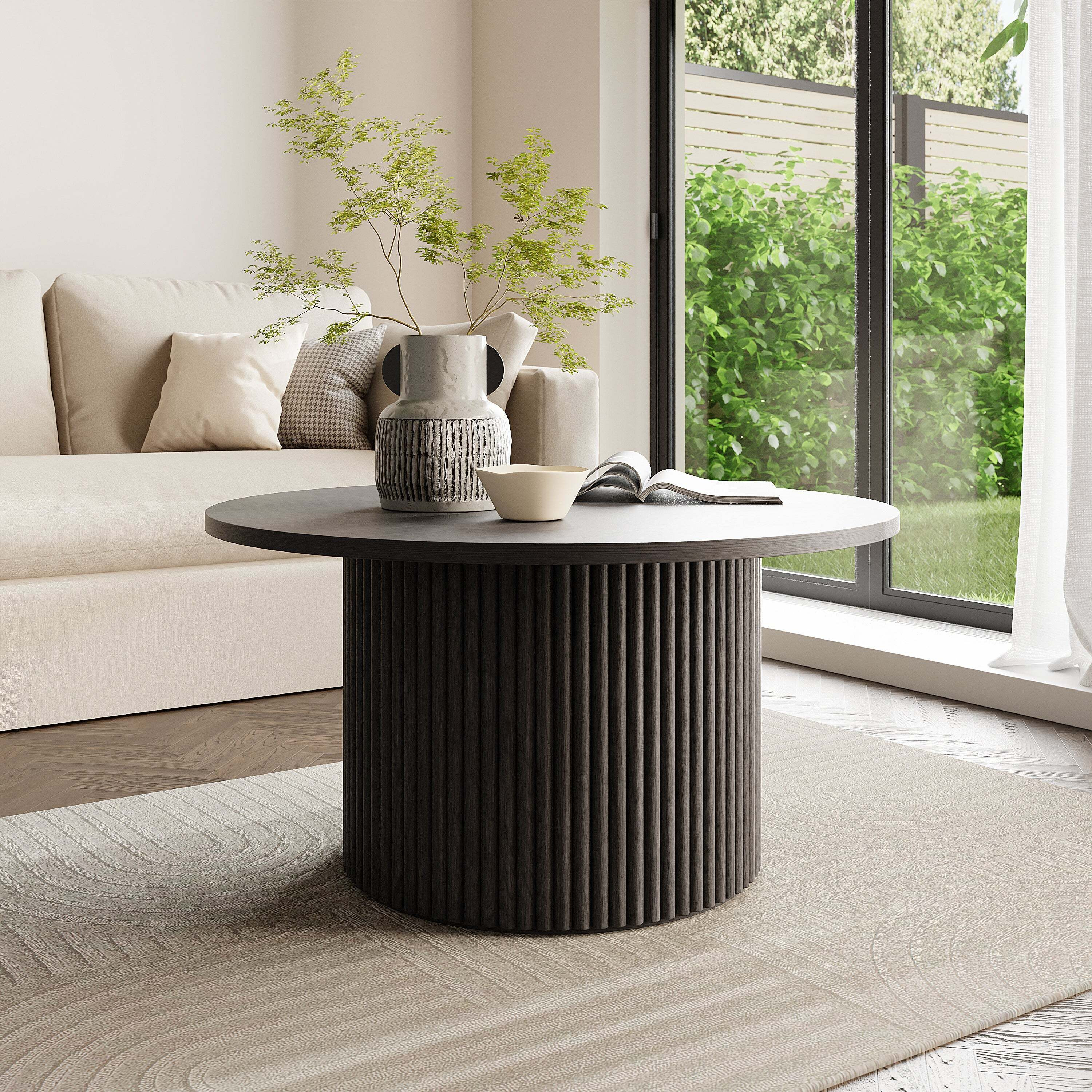 Amari Round Coffee Table Black by Dunelm | ufurnish.com
