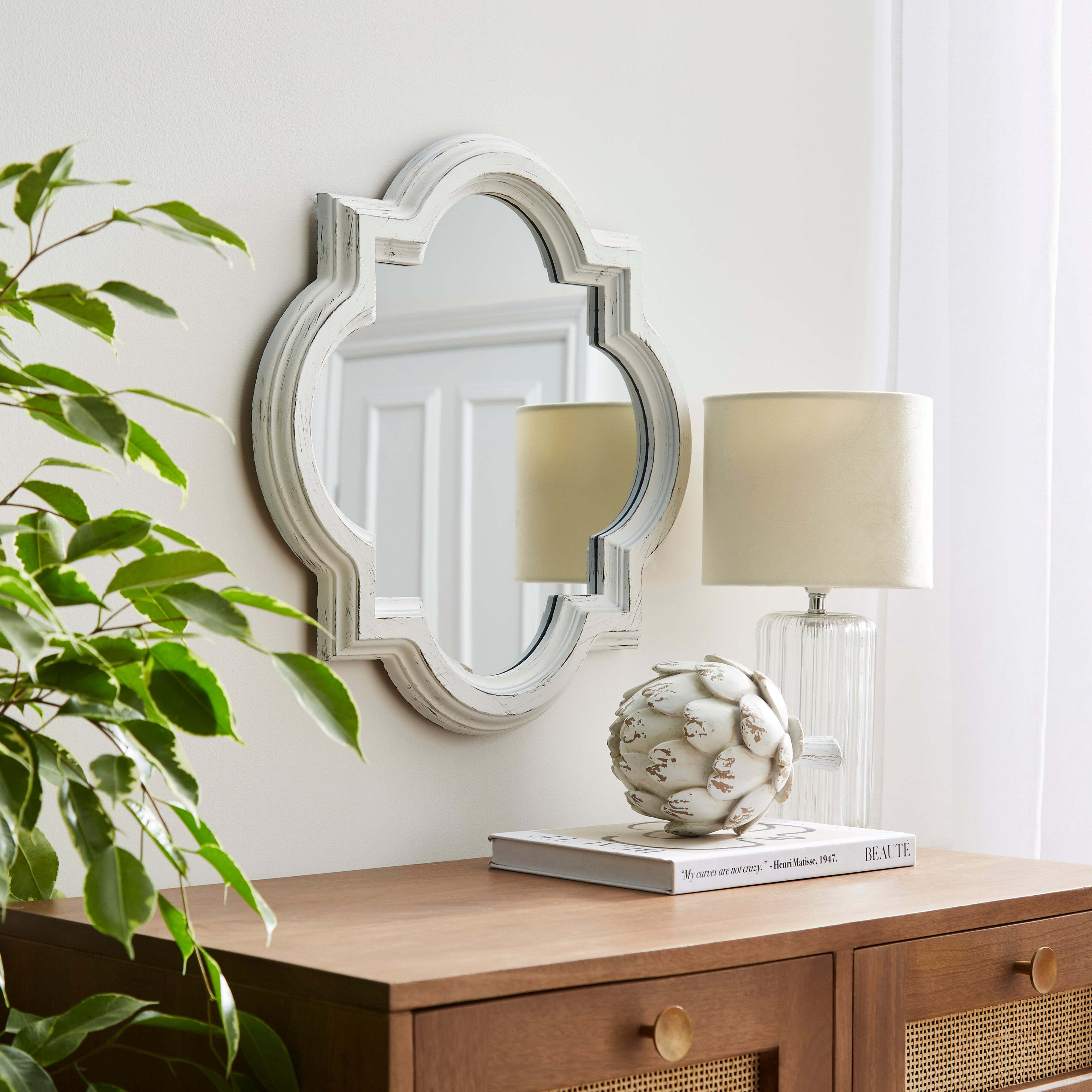 Timeless Curved Wall Mirror Cream by Dunelm | ufurnish.com