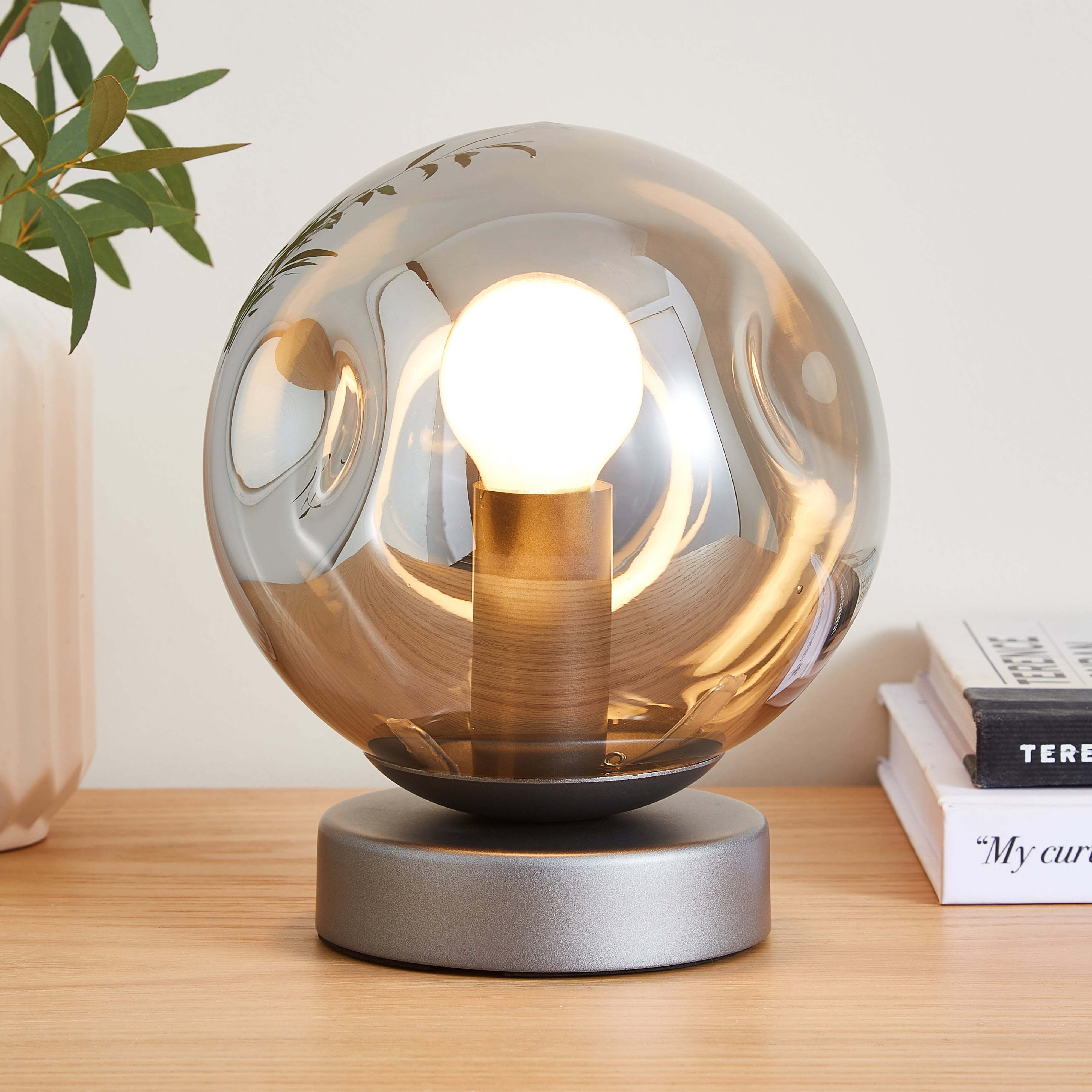 Alexis Smoked Wall and Table Lamp Grey by Dunelm | ufurnish.com