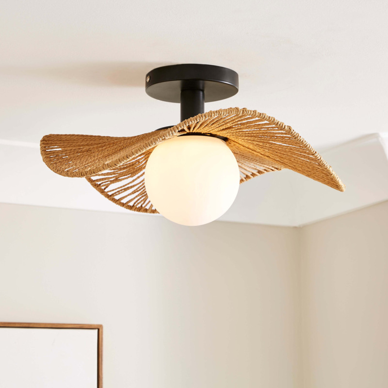 Dhana String Semi Flush Ceiling Fitting Brown by Dunelm | ufurnish.com