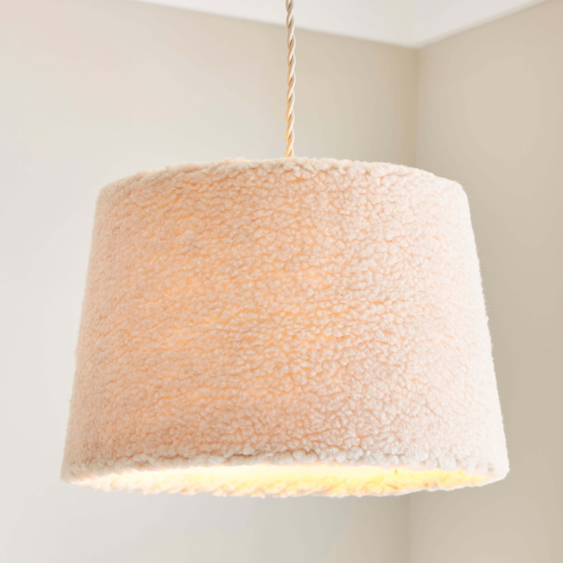 Moki Faux Shearling Tapered Shade Natural by Dunelm | ufurnish.com