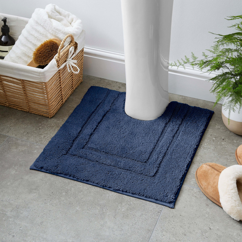 Luxury Cotton Pedestal Mat Navy Blue by Dunelm | ufurnish.com