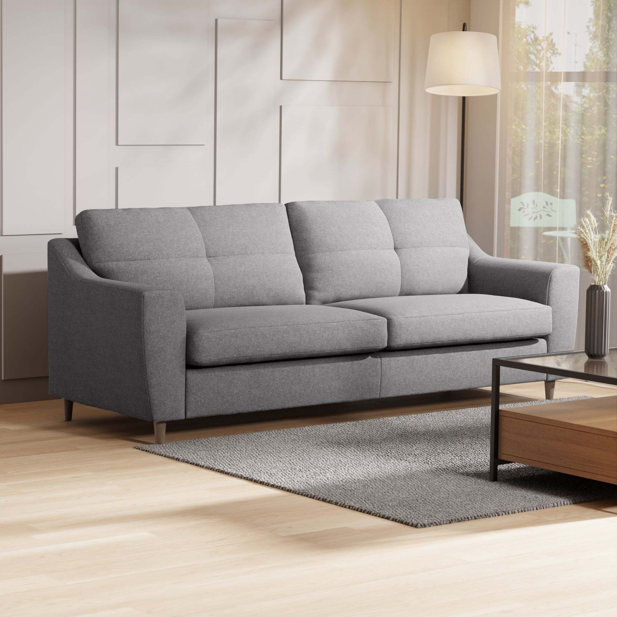 Baxter Textured Weave 4 Seater Sofa Silver by Dunelm | ufurnish.com