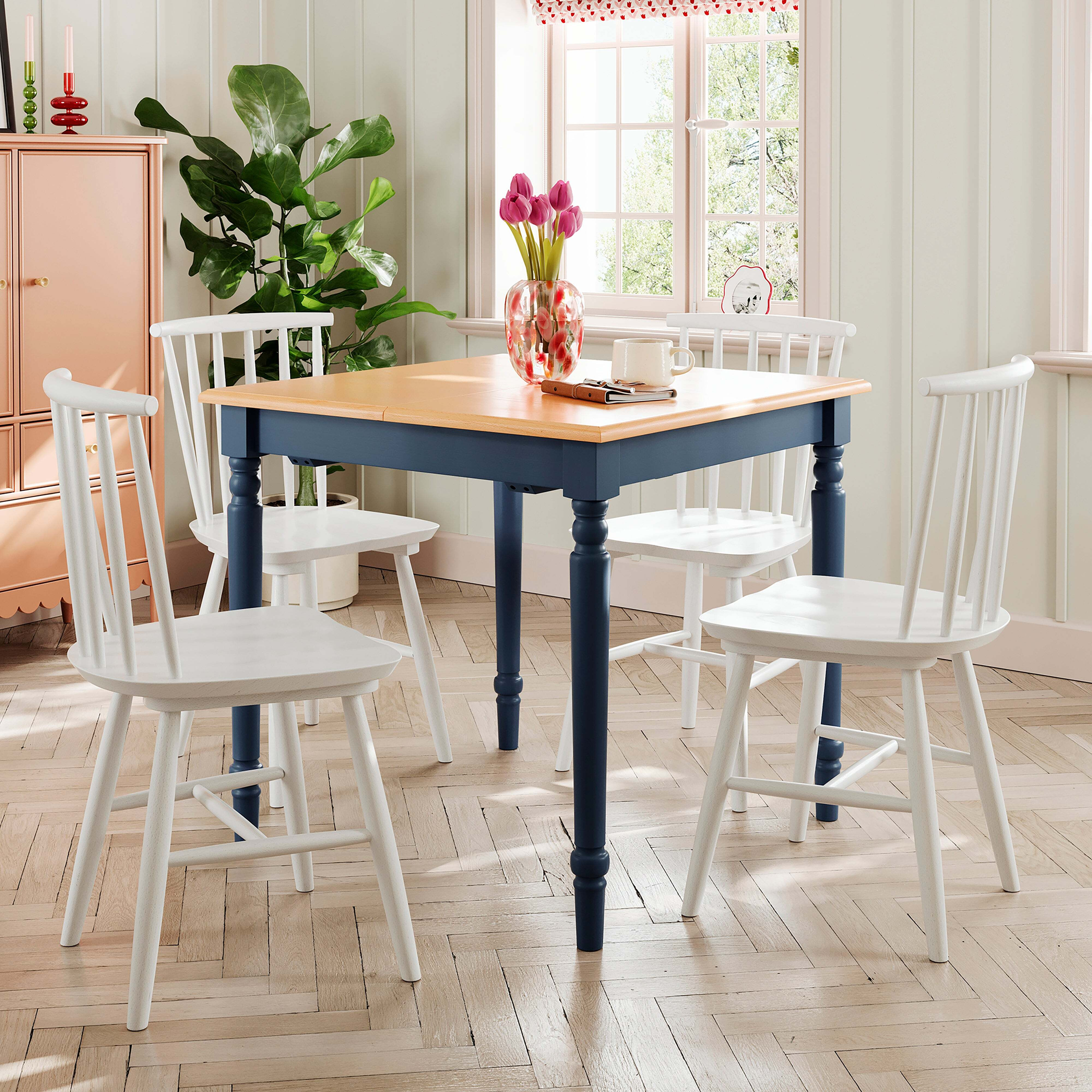 Harvey 2-4 Seater Square Extendable Dining Table Blue by Dunelm ...