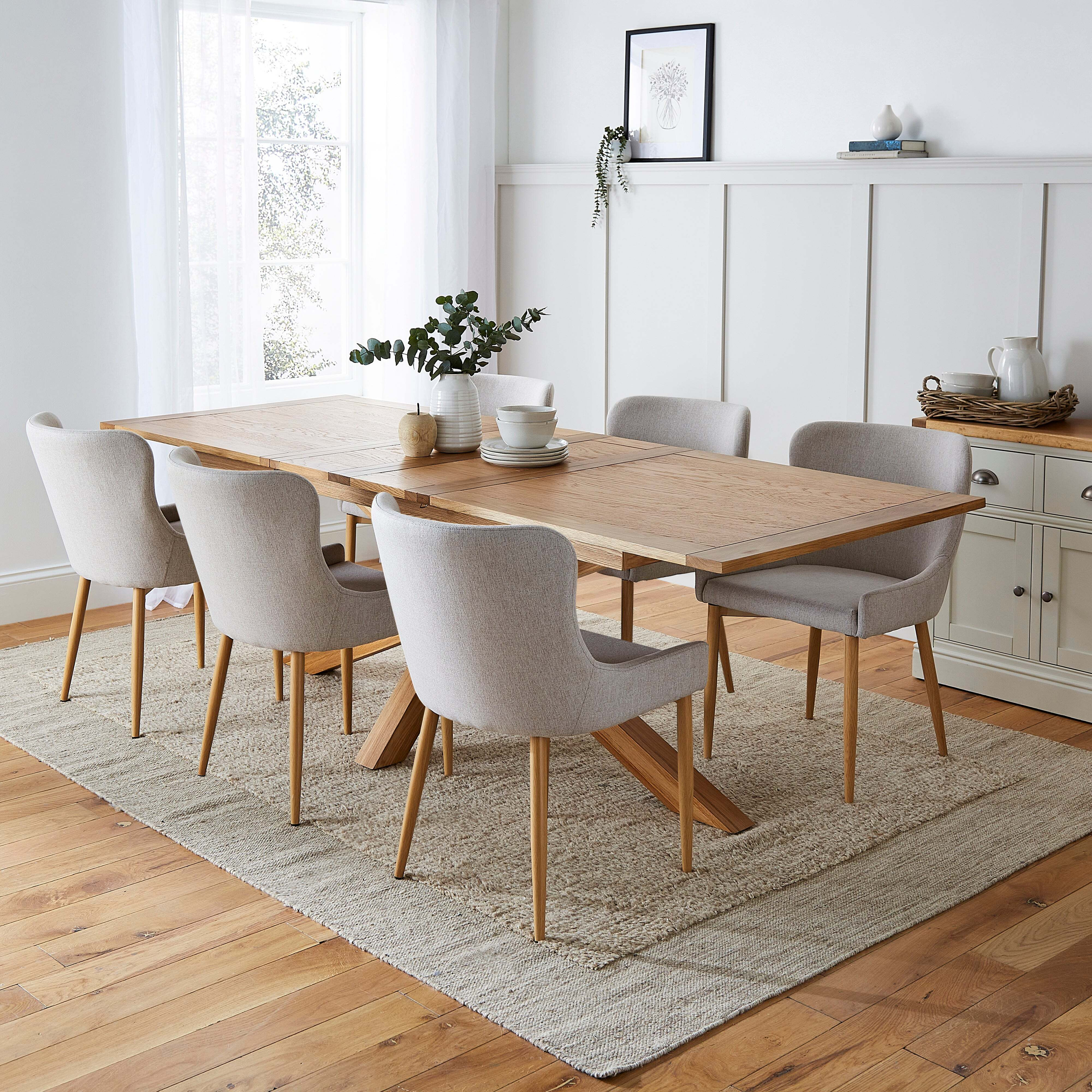 Xavi 6-8 Seater Rectangular Extendable Dining Table, Oak Oak by Dunelm ...