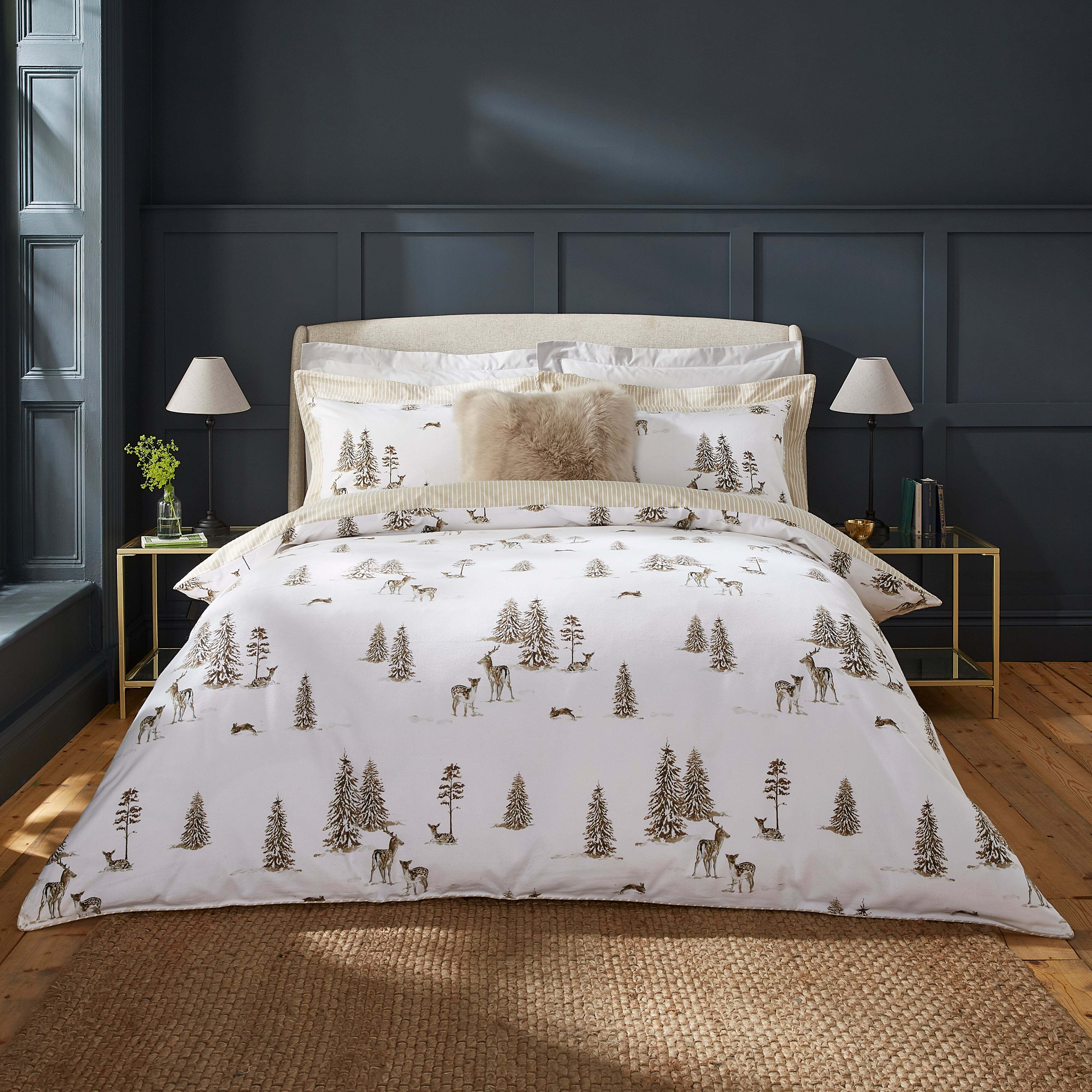 Dorma Purity Brushed Cotton Stag Duvet Cover & Pillowcase Set White by Dunelm | ufurnish.com