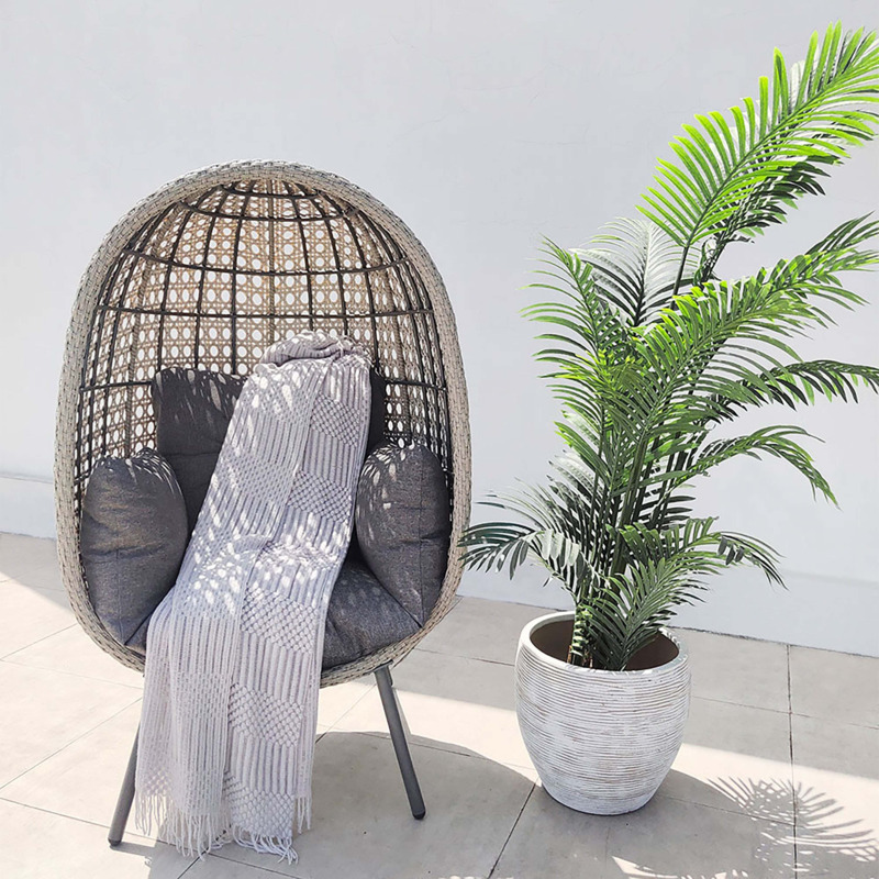 St Kitts Rattan Single Nest Chair Stone (Grey) by Dunelm | ufurnish.com