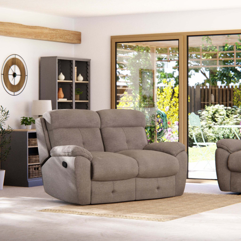 Abbotsbury 2 Seater Manual Recliner Sofa Honeycomb Chenille Latte by ...