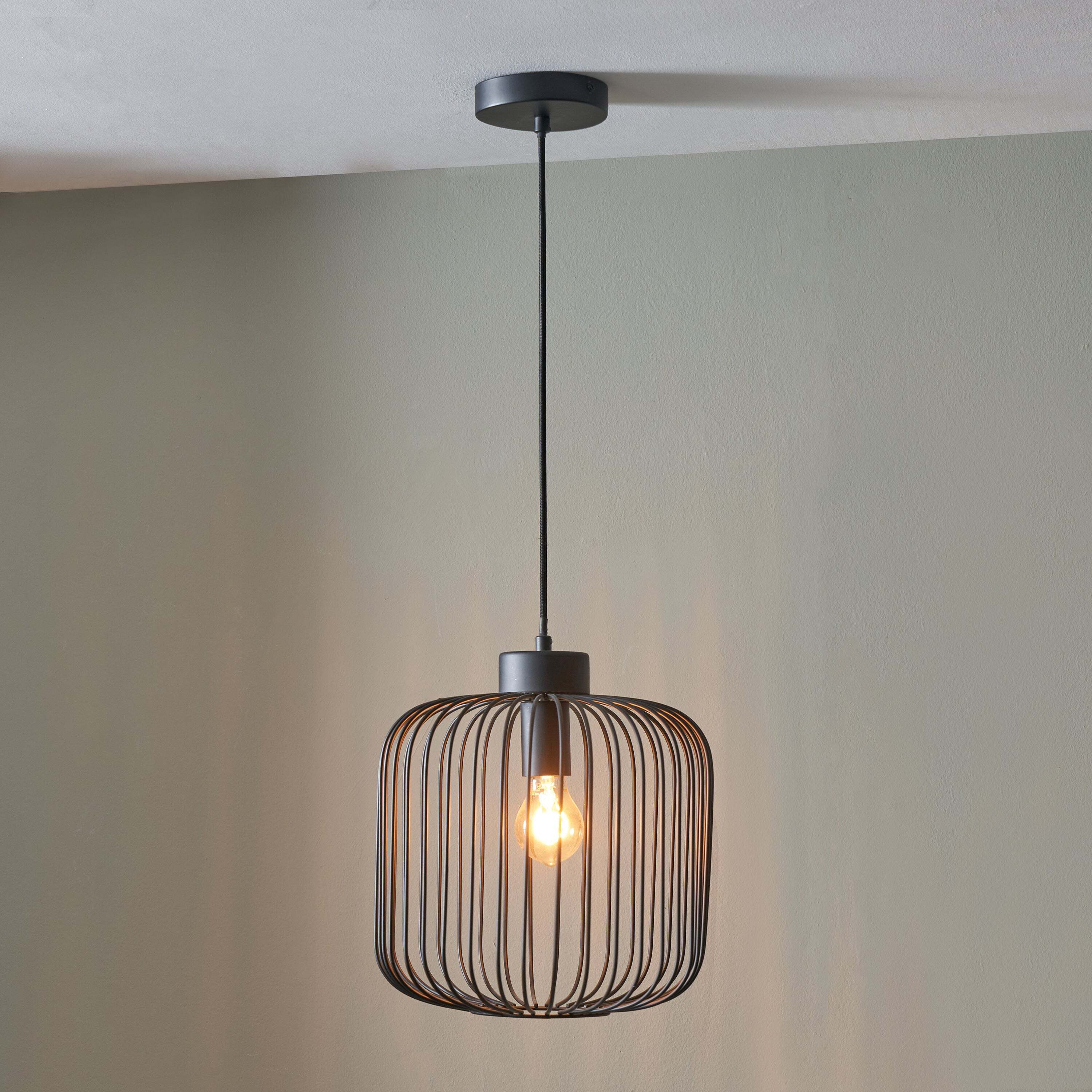 Dania Metal Wire Pendant, Matt Black Black by Dunelm | ufurnish.com