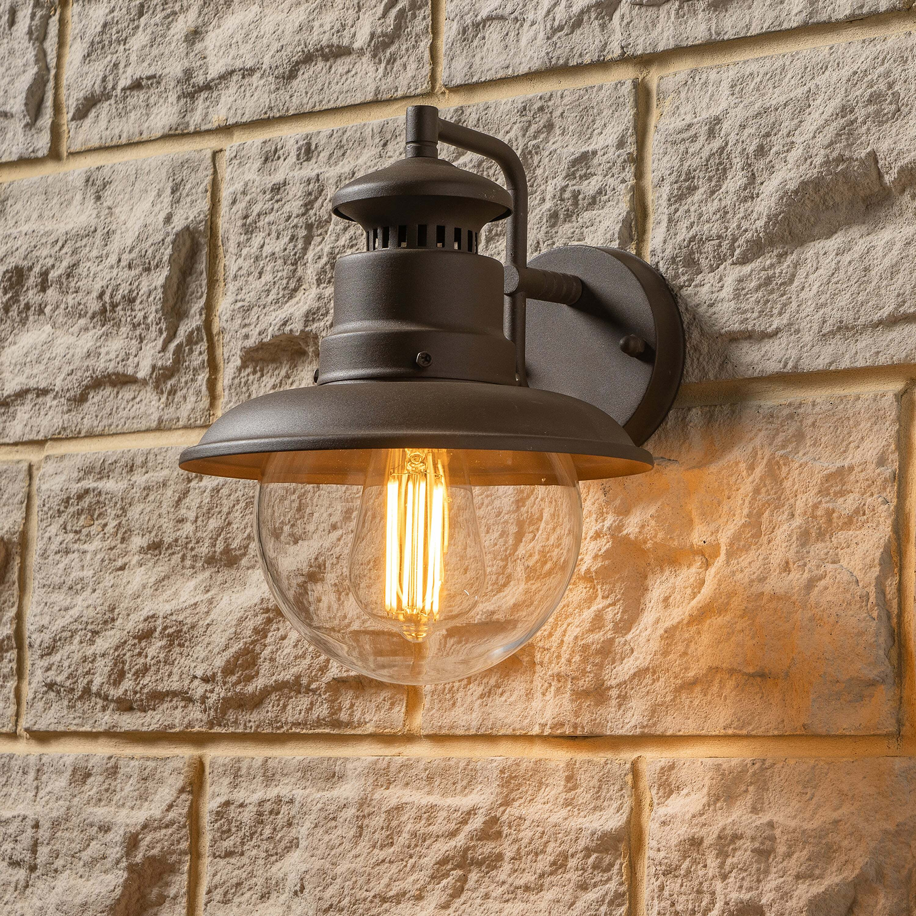 Cygnet Glass Outdoor Wall Light Black by Dunelm | ufurnish.com