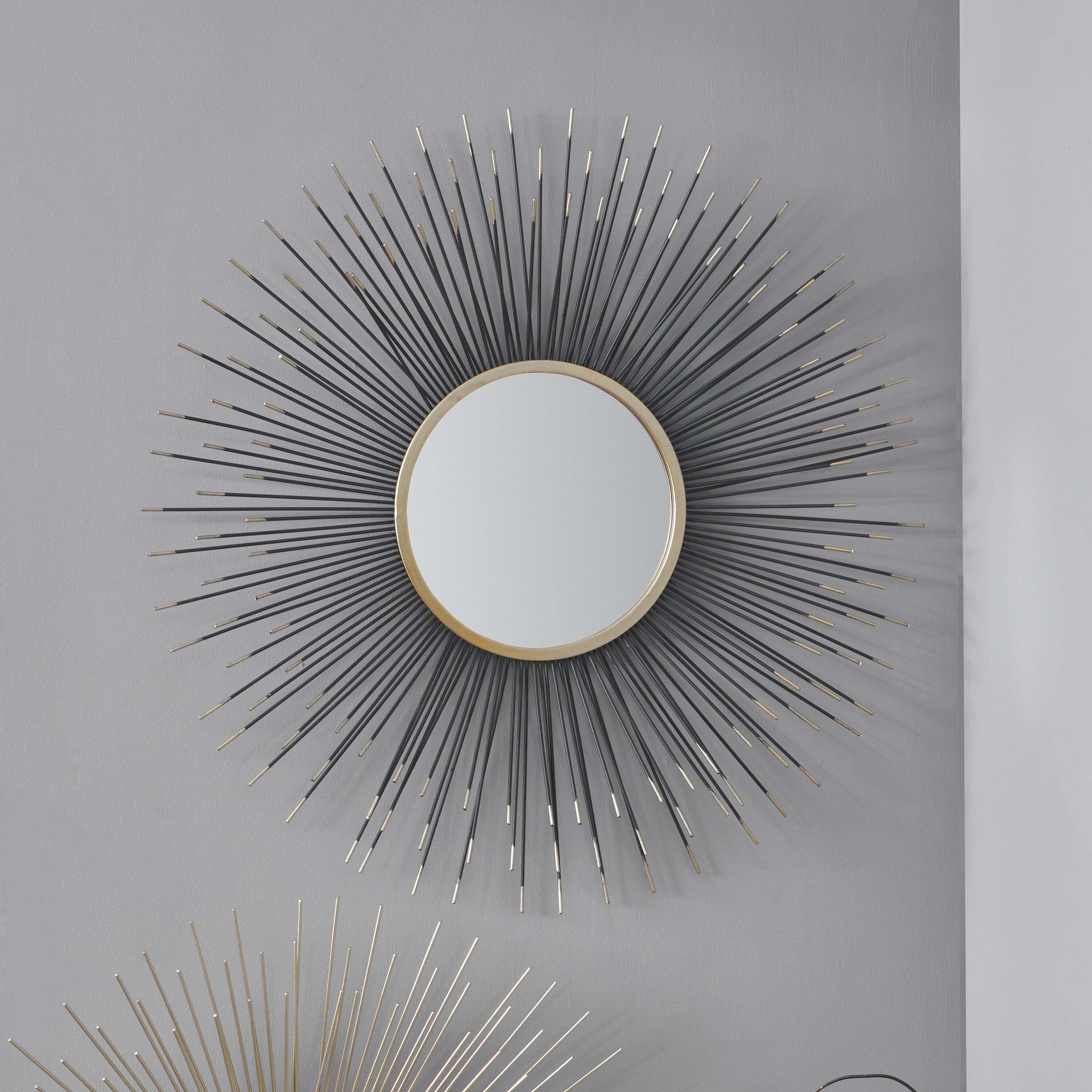 Starburst Round Wall Mirror, 81cm Black by Dunelm | ufurnish.com