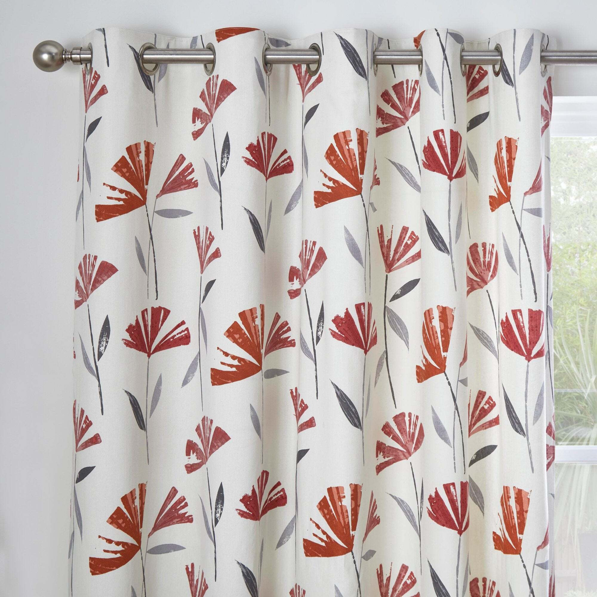 Fusion Dacey Red Eyelet Curtains Red by Dunelm | ufurnish.com