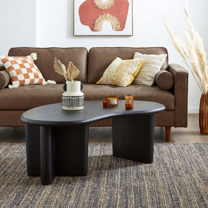 Ludo Kidney Shaped Coffee Table, Mango Wood Black by Dunelm | ufurnish.com