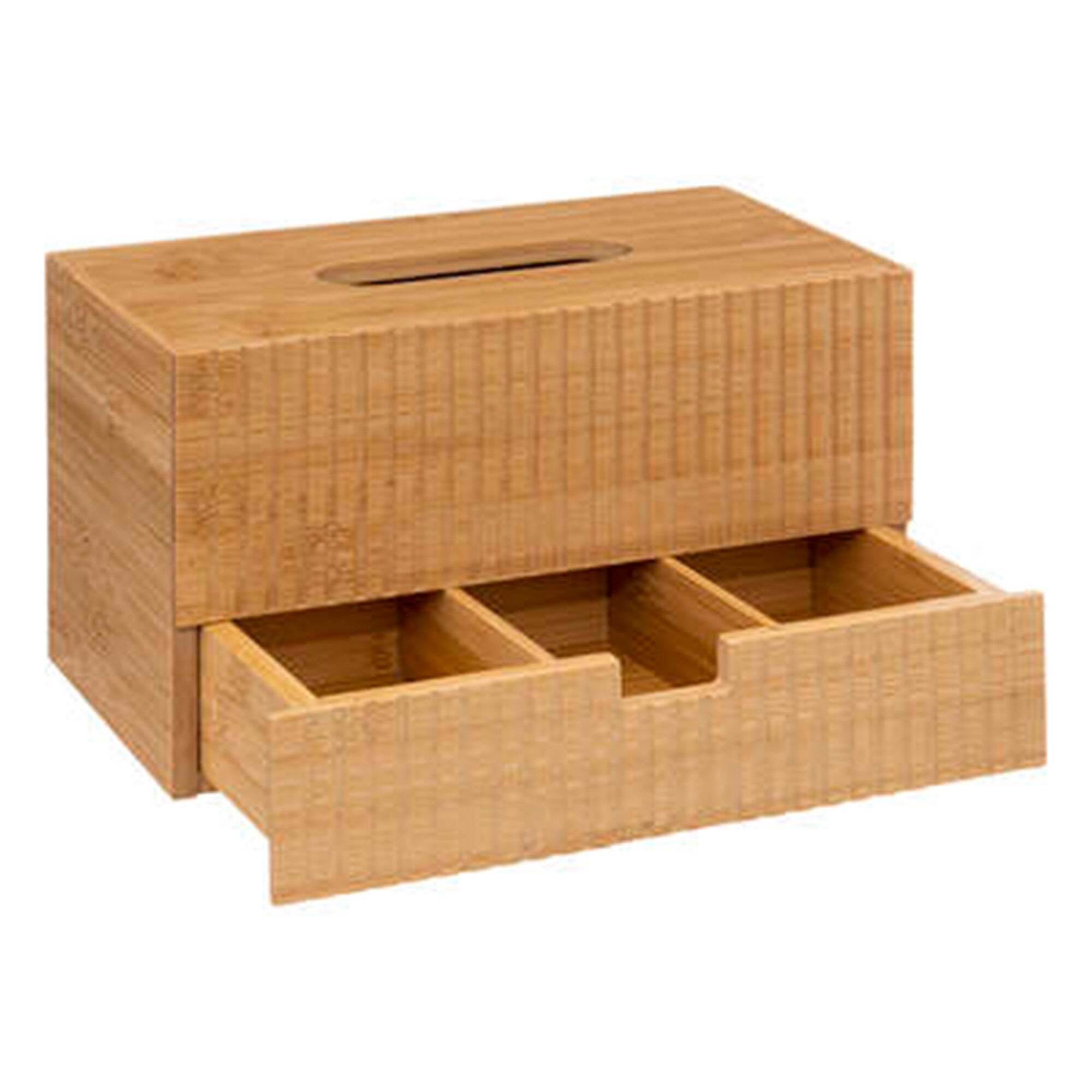 Terre Bamboo Tissue Box With Drawer Natural by Dunelm | ufurnish.com
