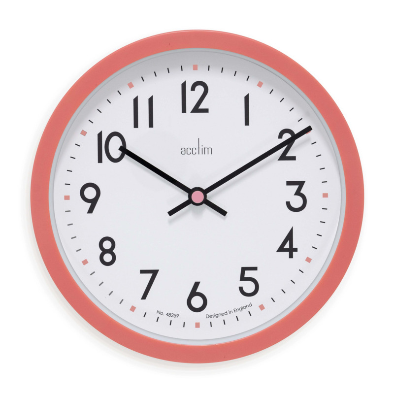 Acctim Elstow Retro Kitchen Quartz Wall Clock Pink by Dunelm | ufurnish.com