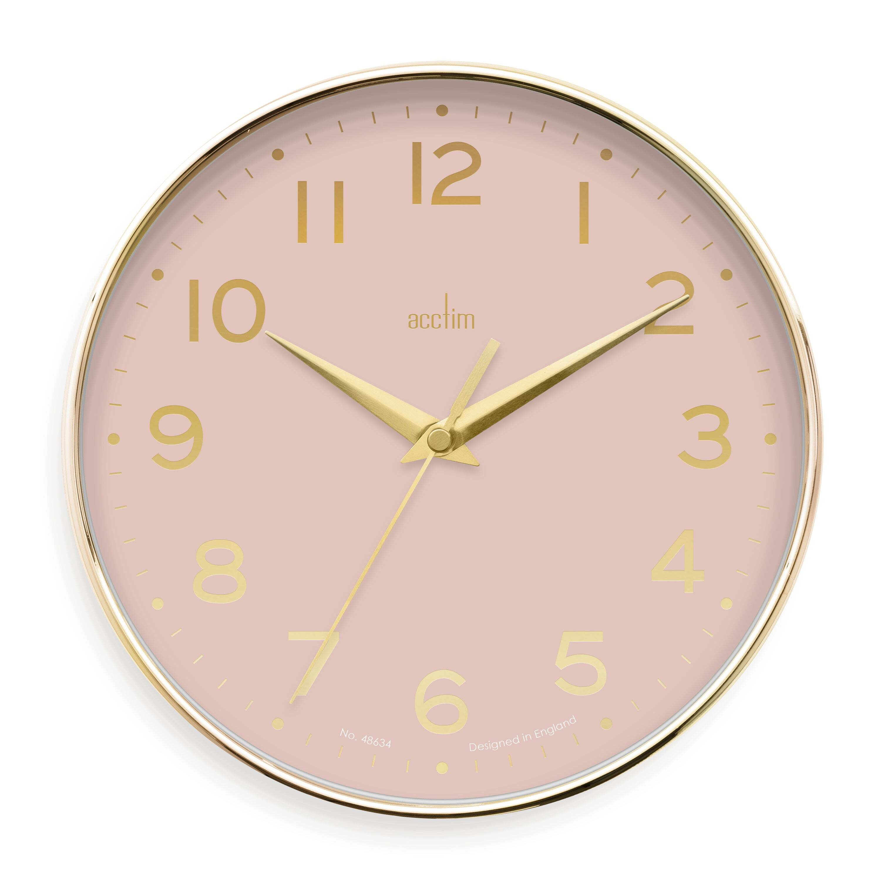 Acctim Rand Gold Wall Clock Pink by Dunelm | ufurnish.com