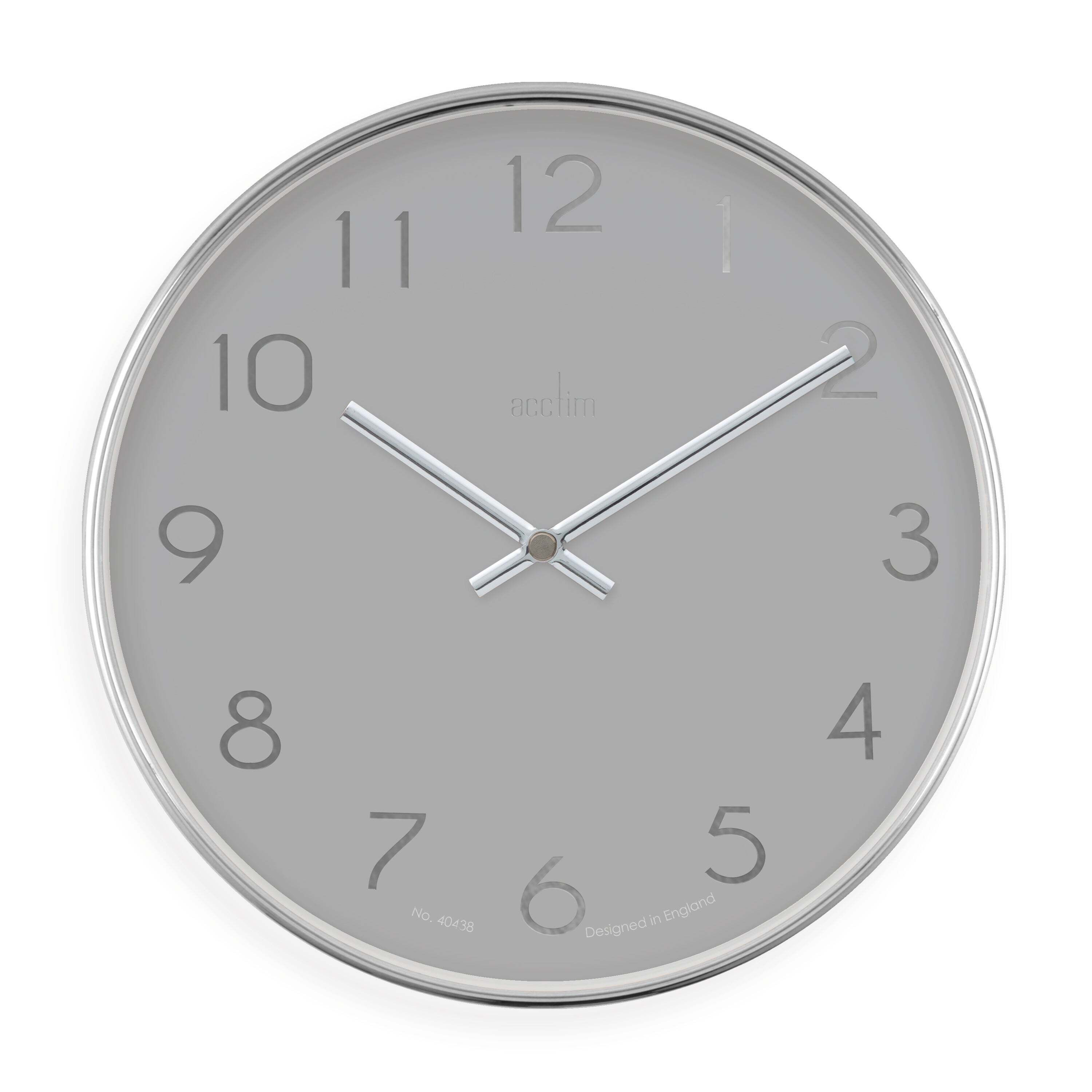 Acctim Elma Chrome Quartz Wall Clock Grey by Dunelm | ufurnish.com