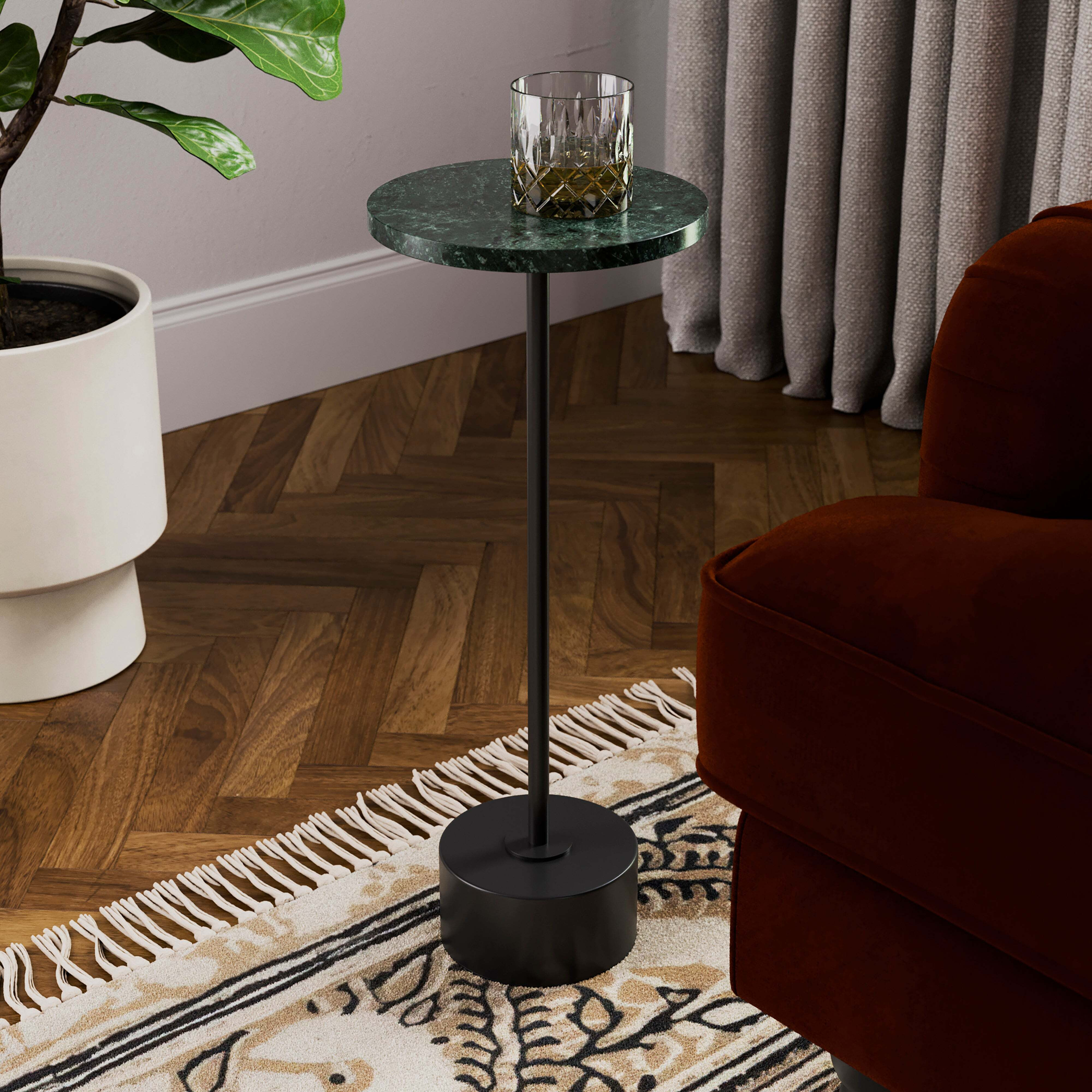 Cassie Compact Real Marble Side Table Green Marble by Dunelm | uFurnish.com