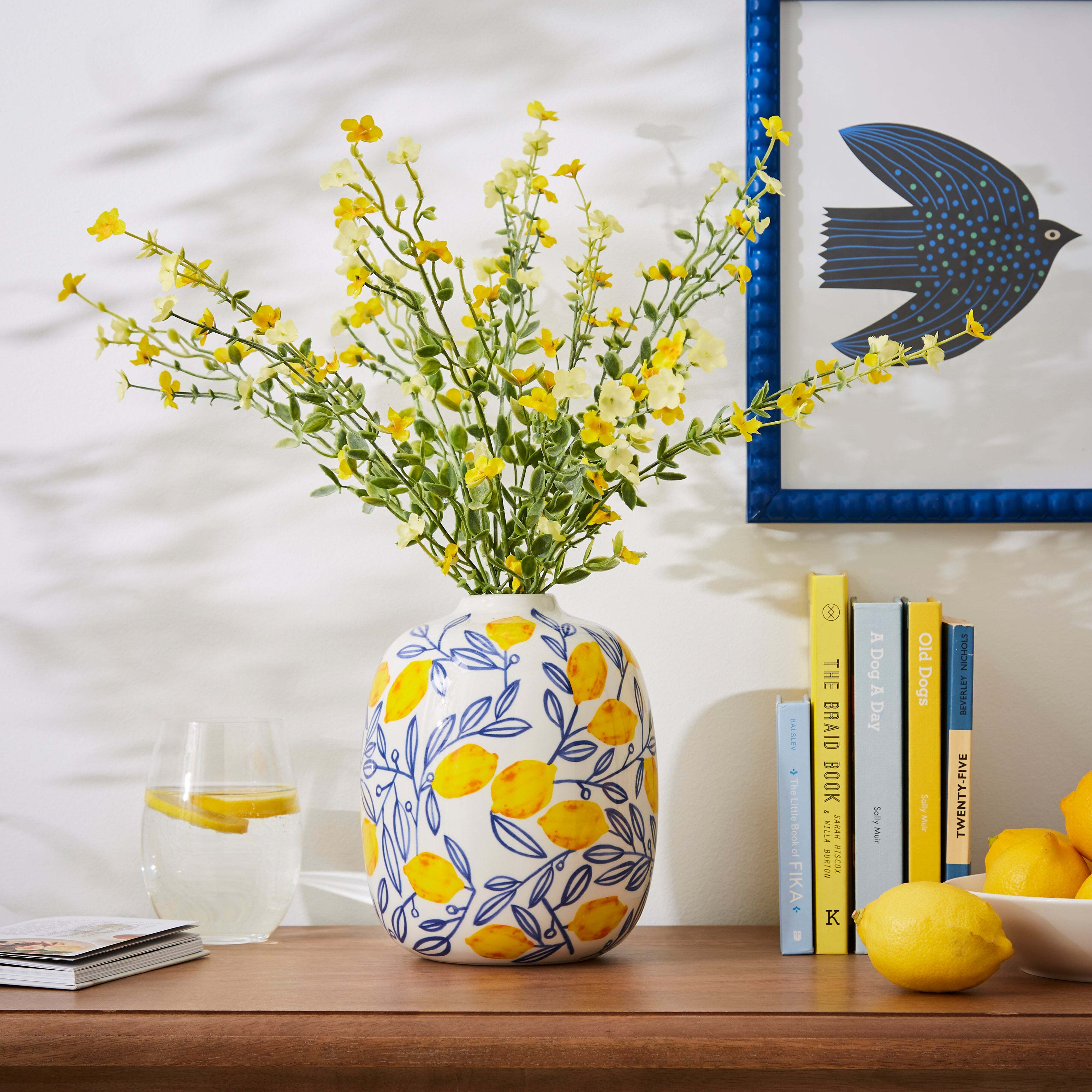 Lemon Ceramic Balloon Vase MultiColoured by Dunelm | ufurnish.com