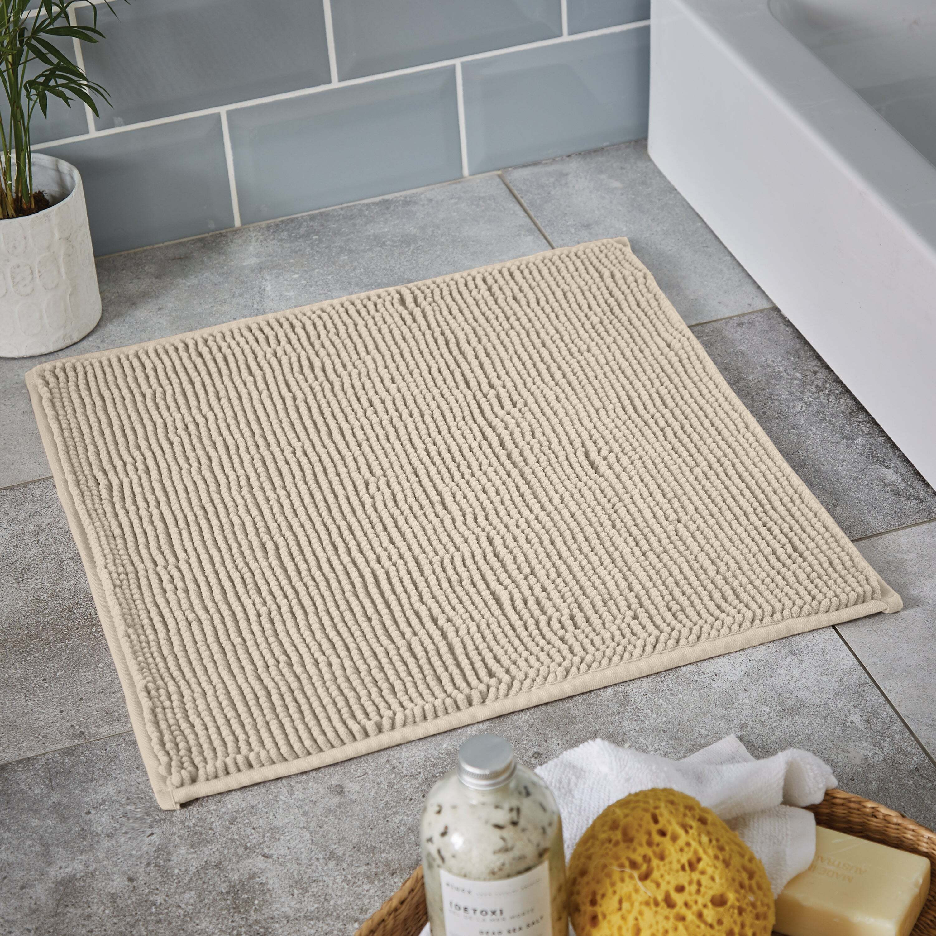 Mini Bobble Shower Mat Oatmeal by Dunelm | ufurnish.com