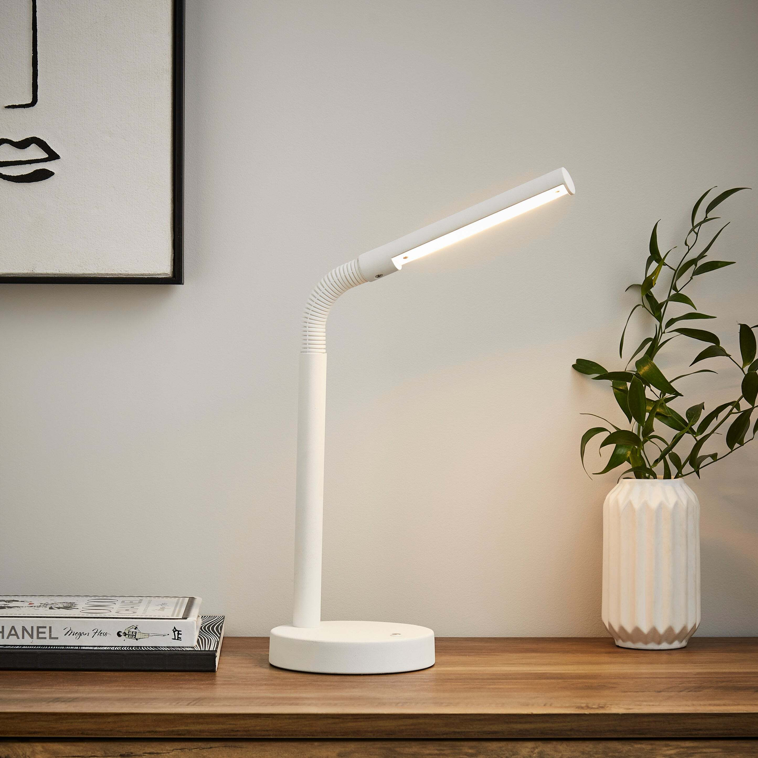 Modern Metal Rechargeable Touch Table Lamp White by Dunelm | ufurnish.com