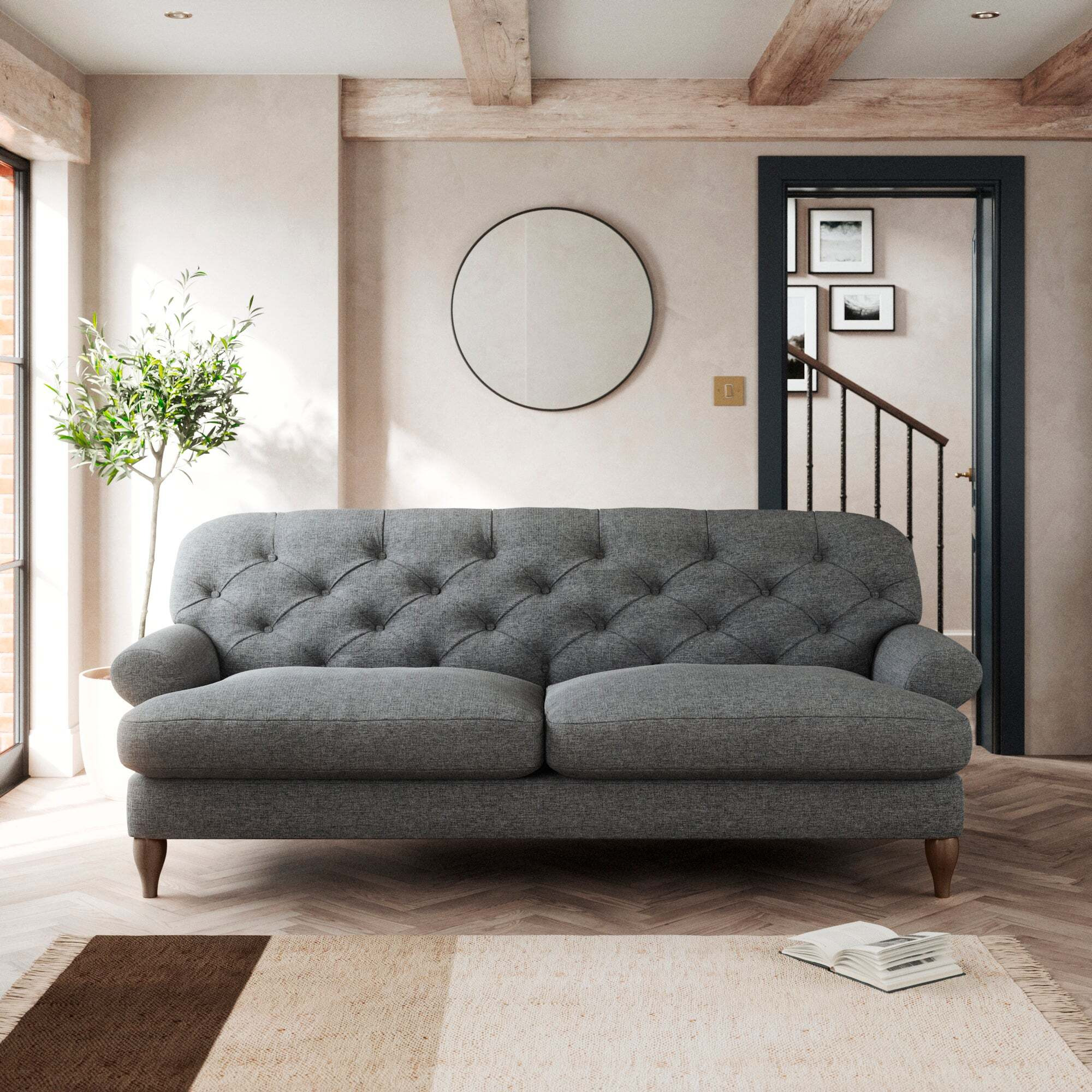 Canterbury 3 Seater Sofa Tonal Weave Charcoal by Dunelm | ufurnish.com