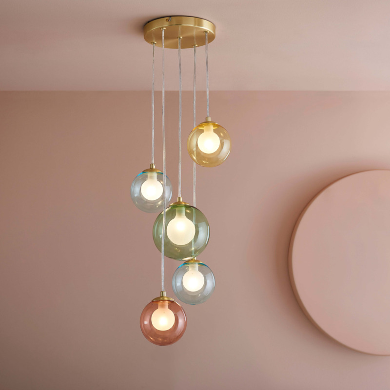 Eliza 5 Light Cluster Ceiling Light MultiColoured by Dunelm | ufurnish.com