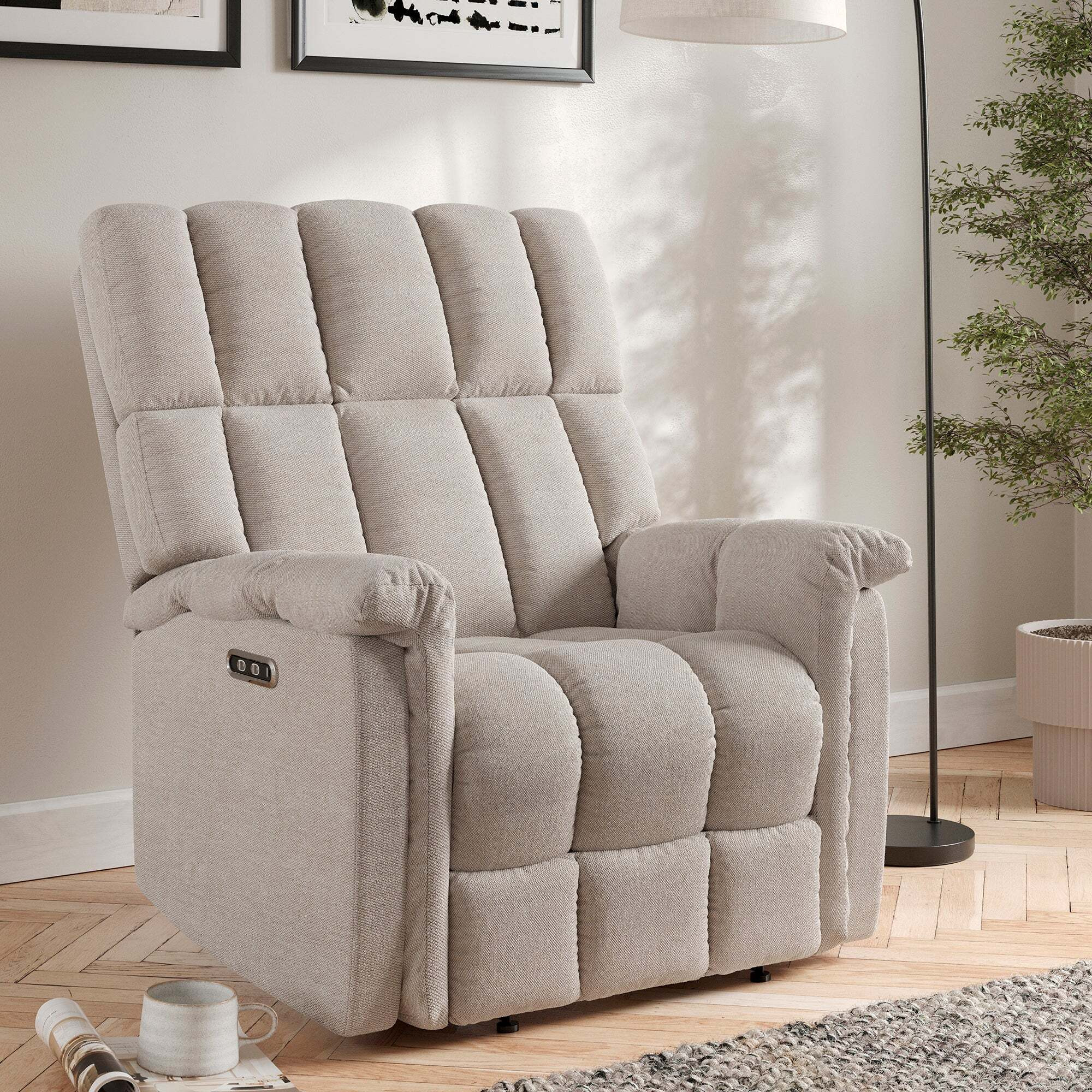 Spencer Chenille Power Recliner Armchair, Natural Natural by Dunelm ...