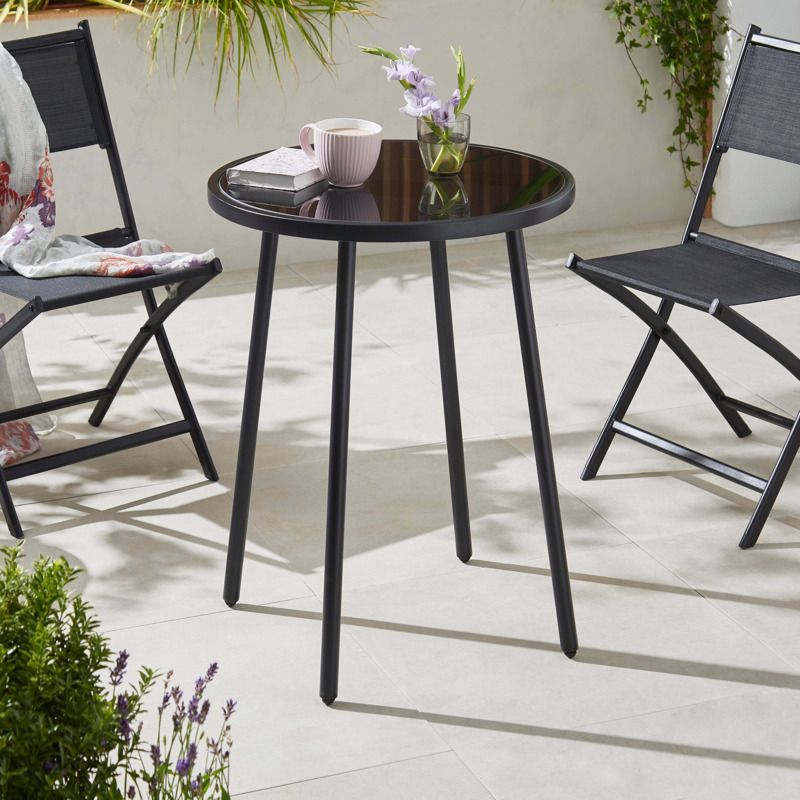 Small Black Glass Dining Table Black by Dunelm | ufurnish.com