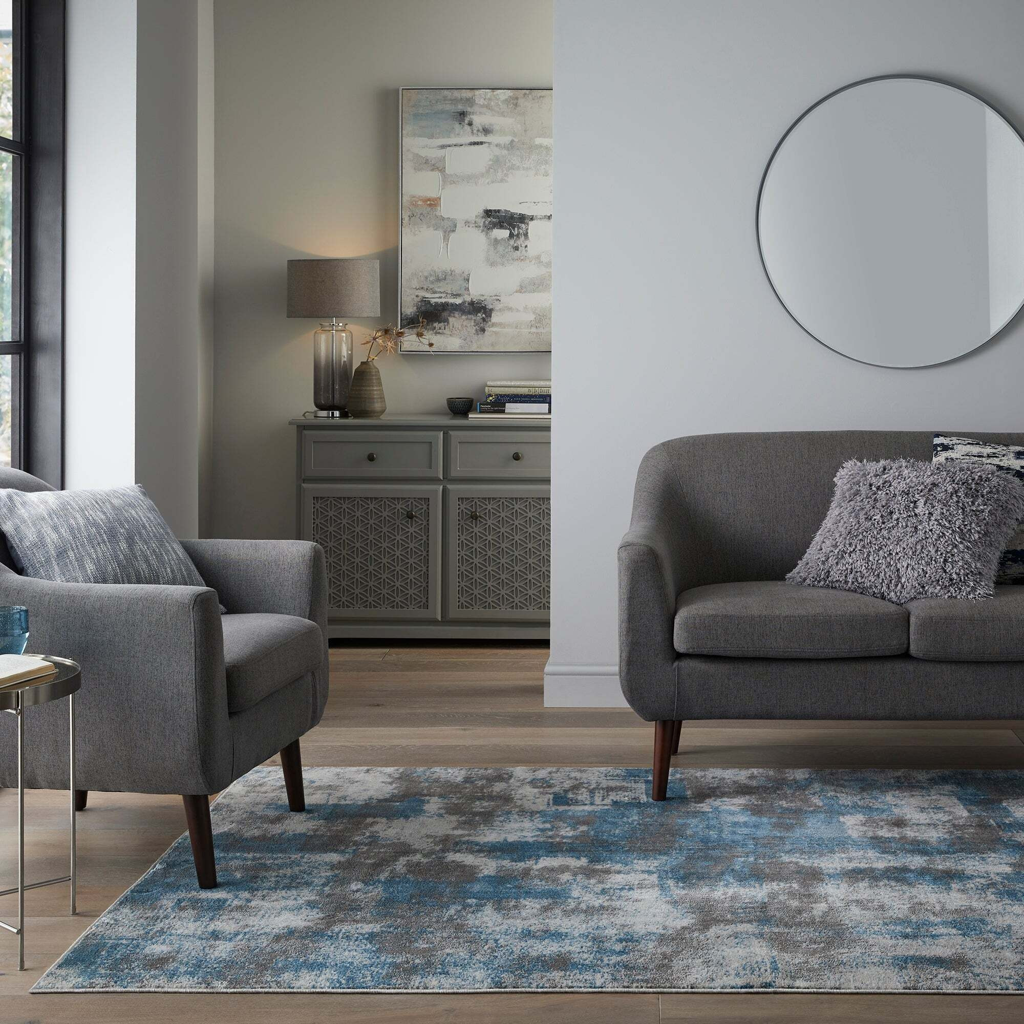 Piper Washable Runner Blue by Dunelm | ufurnish.com