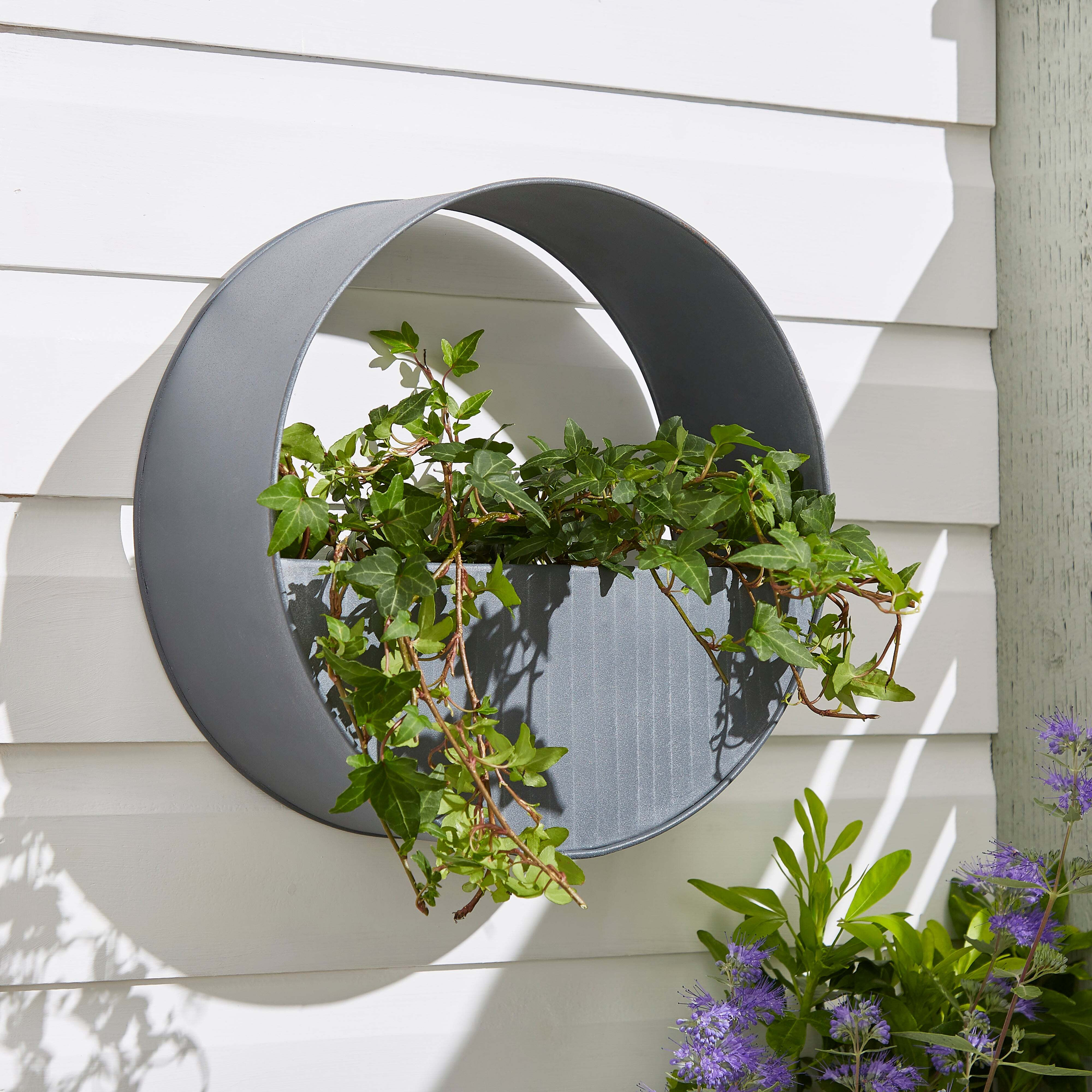 Galvanised Iron Wall Planter Grey by Dunelm | ufurnish.com