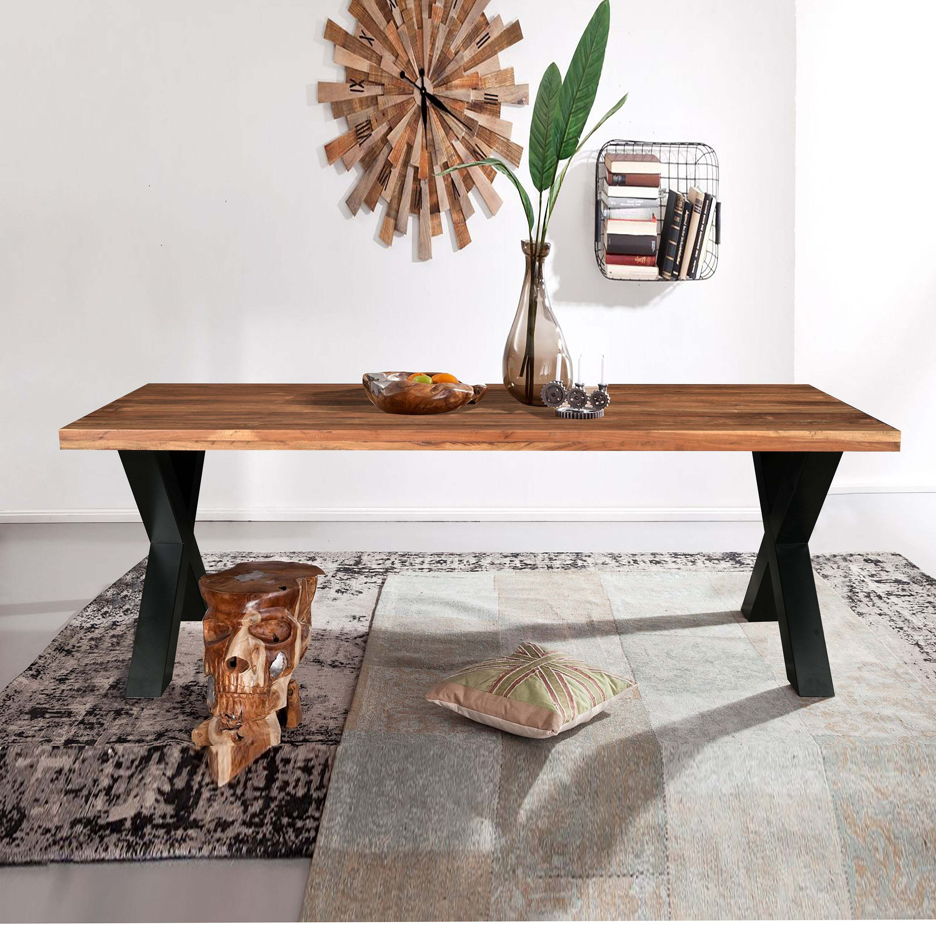 Indus Valley Lex 8 Seater Dining Table Natural by Dunelm | ufurnish.com