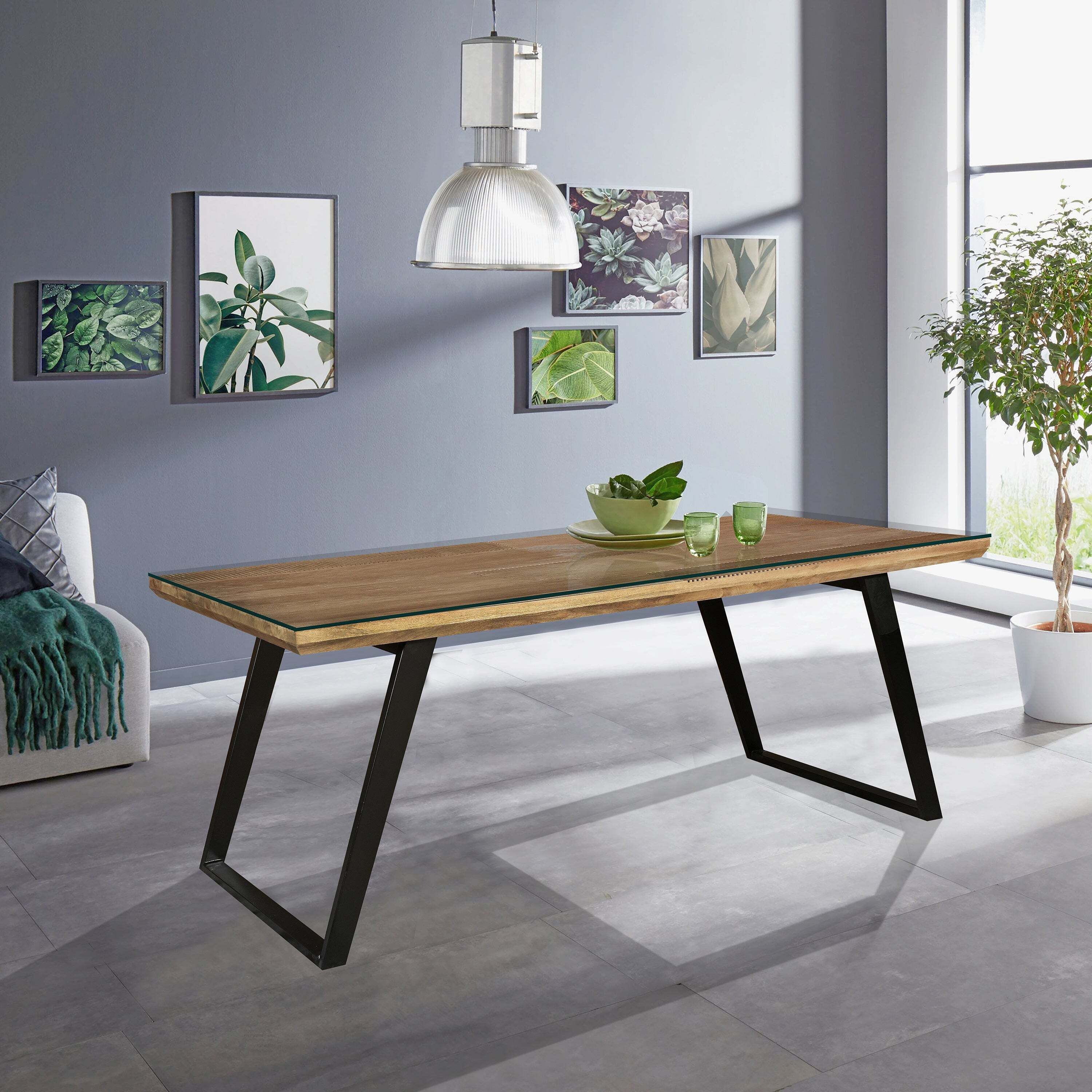Indus Valley Iconic 6 Seater Dining Table Clear by Dunelm | ufurnish.com