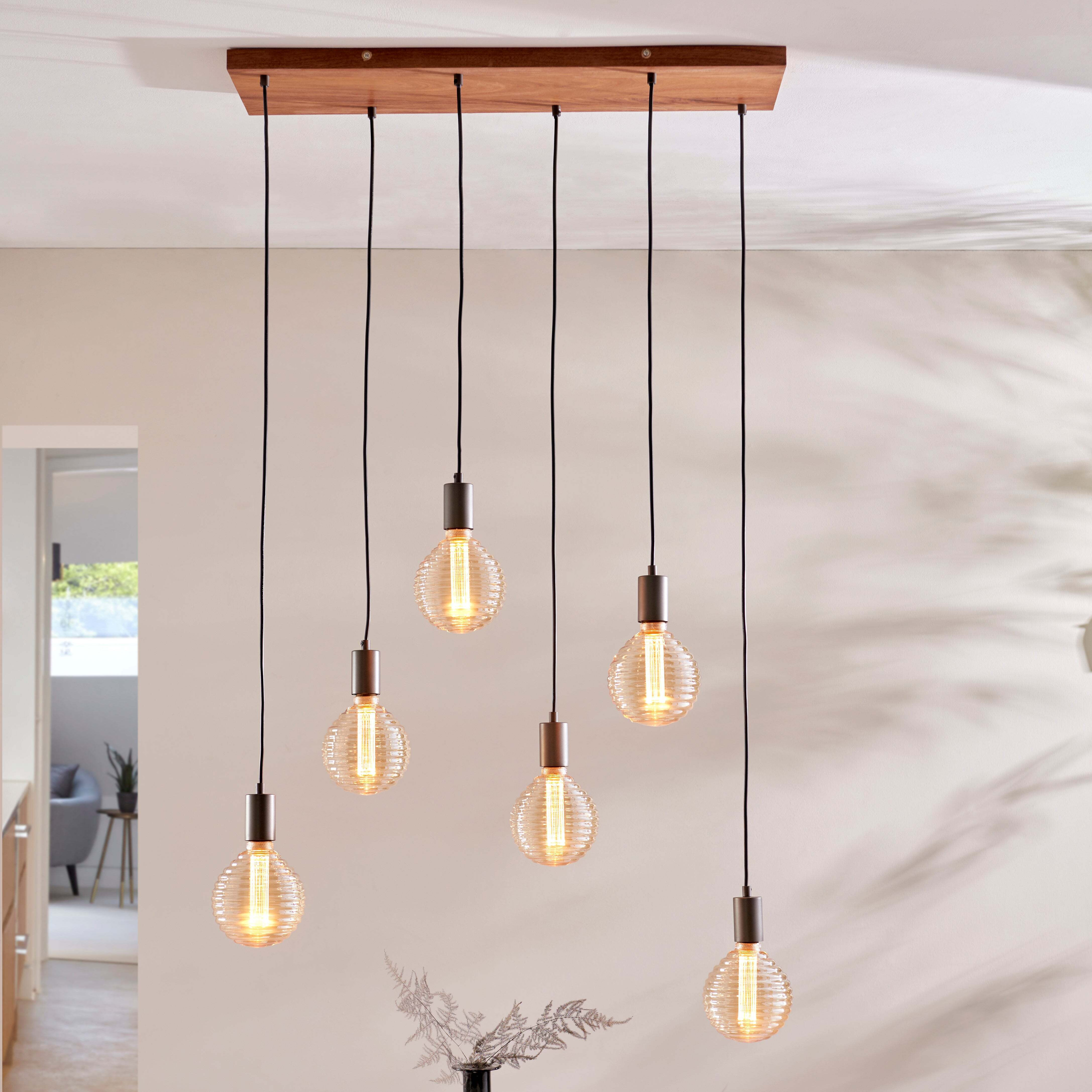 Vogue Lawton 6 Light Cluster Diner Ceiling Light Brown by Dunelm ...
