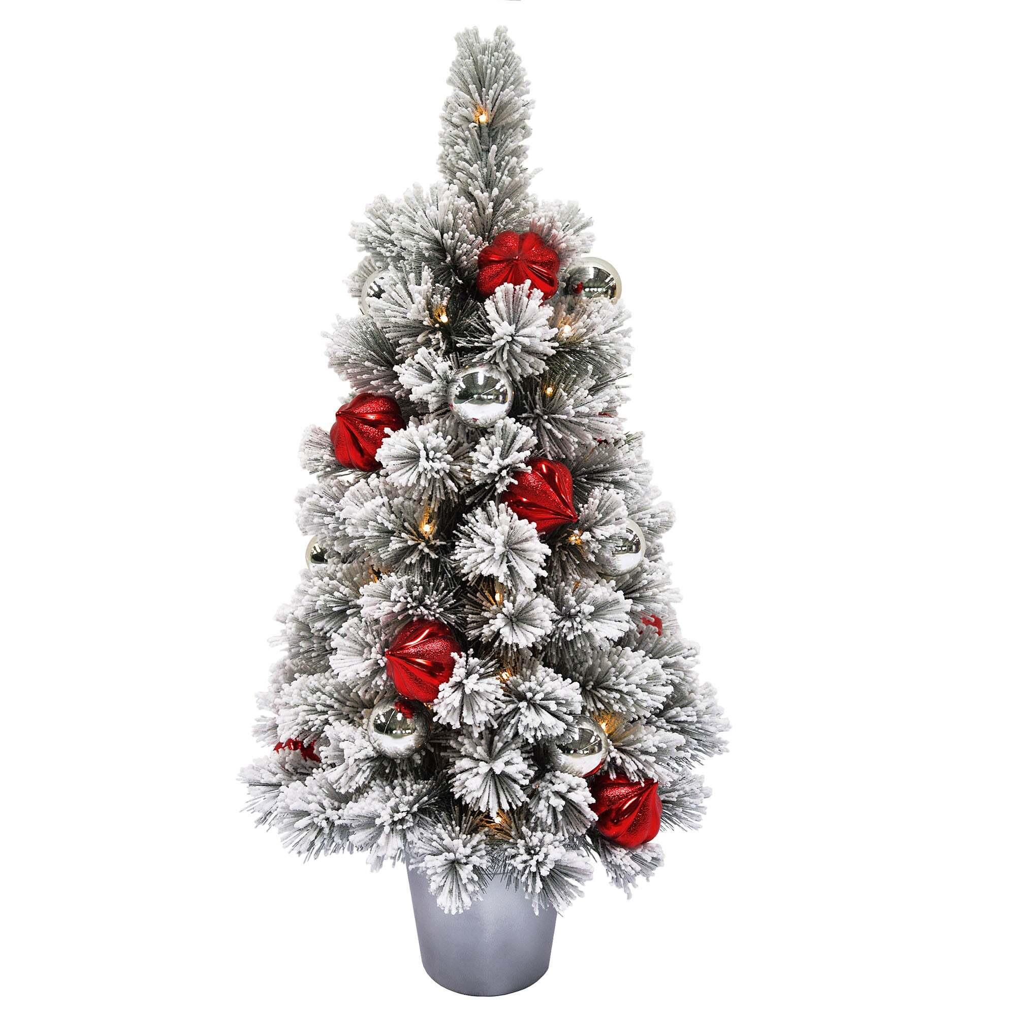 3ft Snowy Bristle Pine Christmas Tree In Burlap Base Green by Dunelm ...