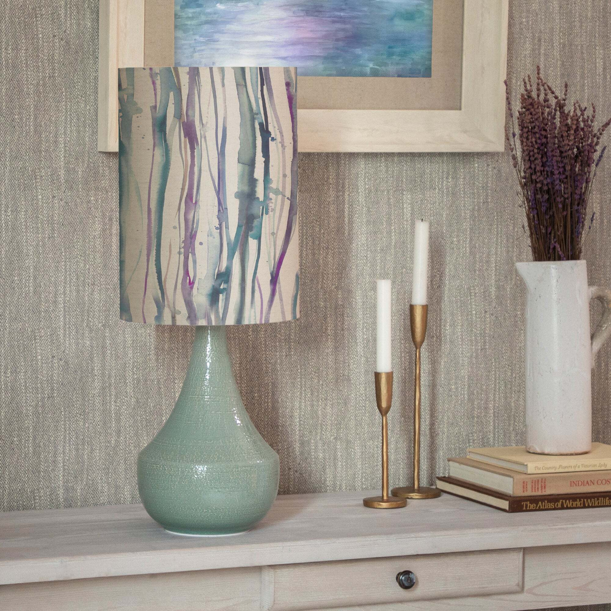 Agri Table Lamp with Falls Shade Falls Indigo Blue by Dunelm | ufurnish.com