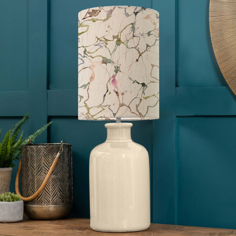 Elspeth Table Lamp with Carrara Shade Carrara Meadow Green by Dunelm ...