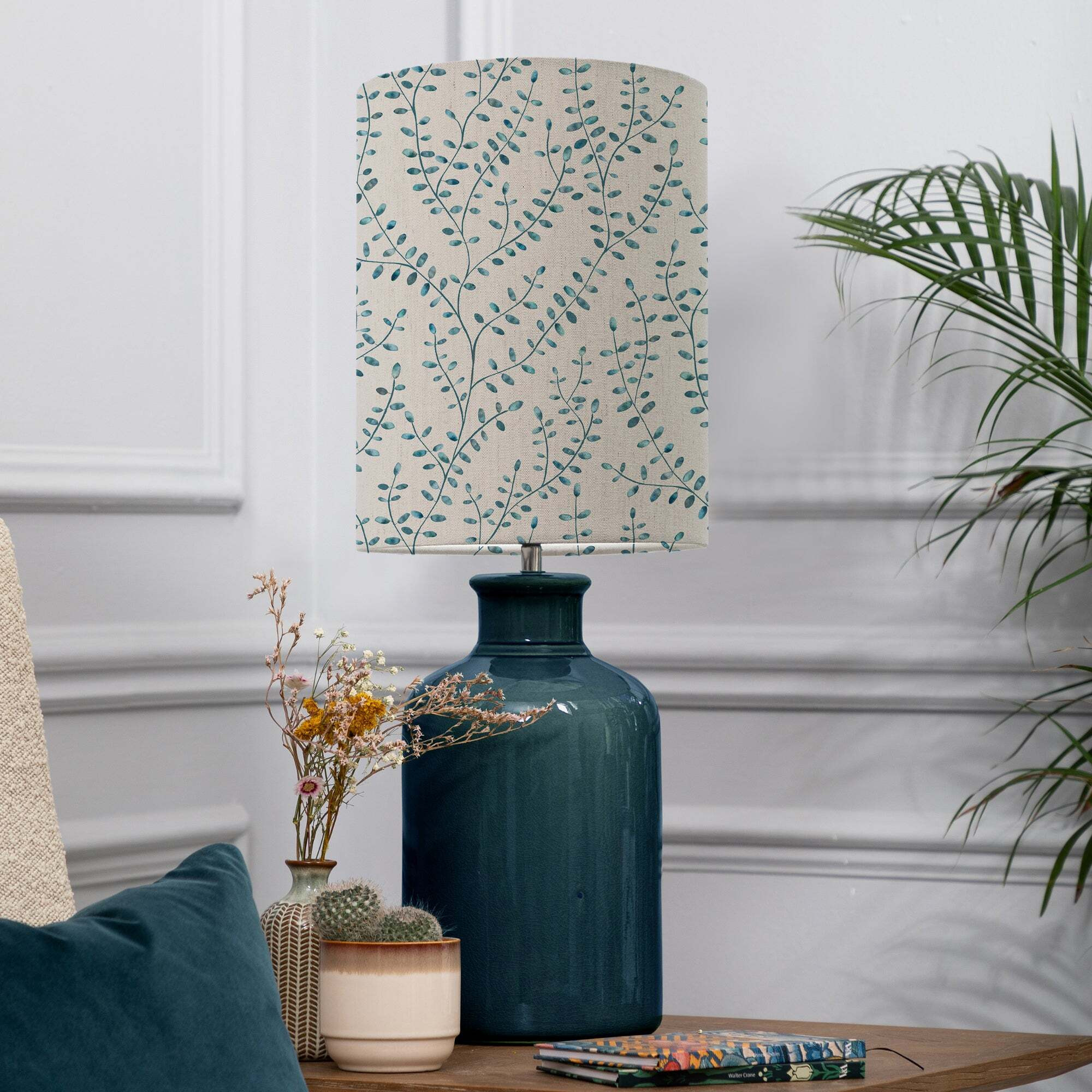 Elspeth Table Lamp with Eden Shade Eden Ocean Blue by Dunelm | ufurnish.com