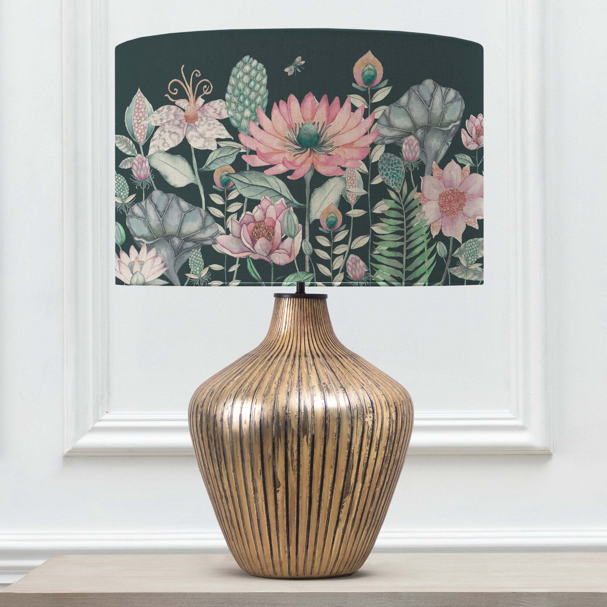 Zelena Table Lamp with Nesidora Shade Emerald by Dunelm | ufurnish.com