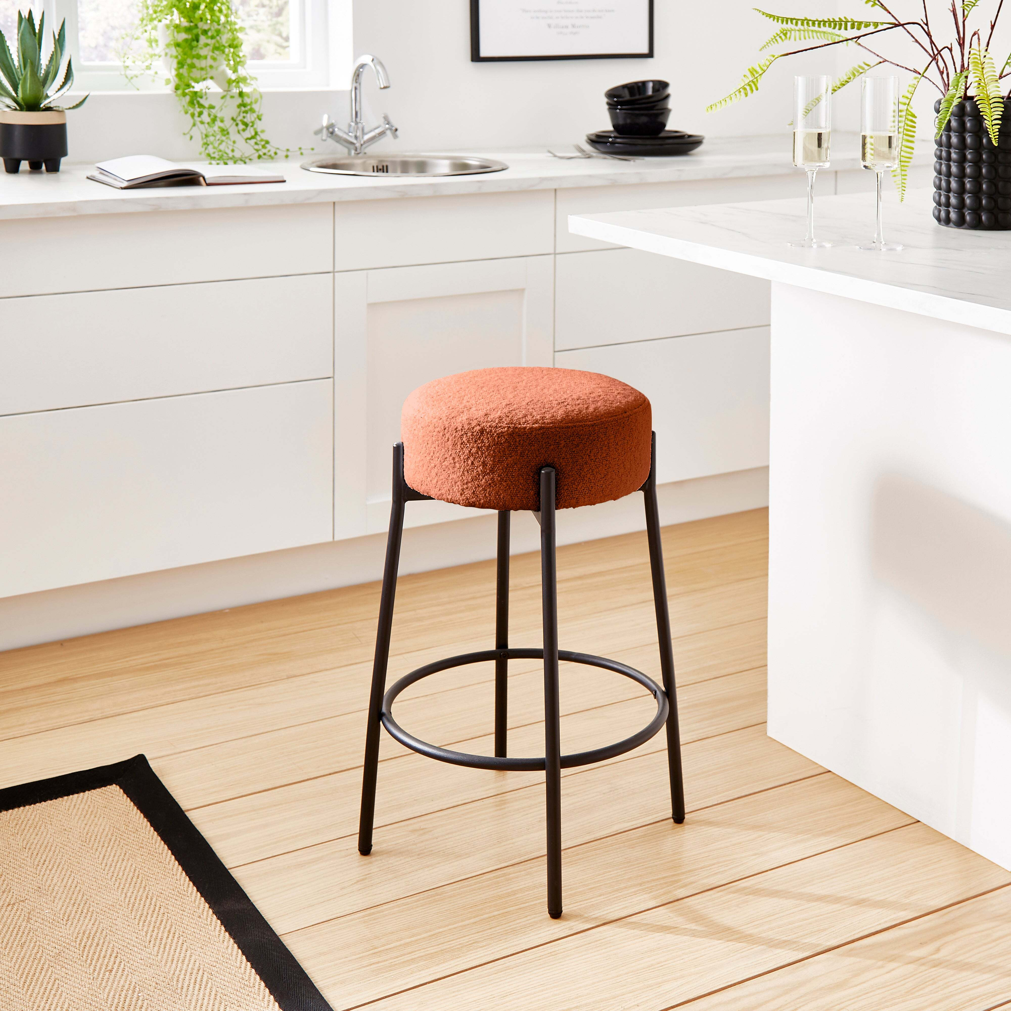 Alexis Boucle Bar Stool Orange Umber by Dunelm | ufurnish.com