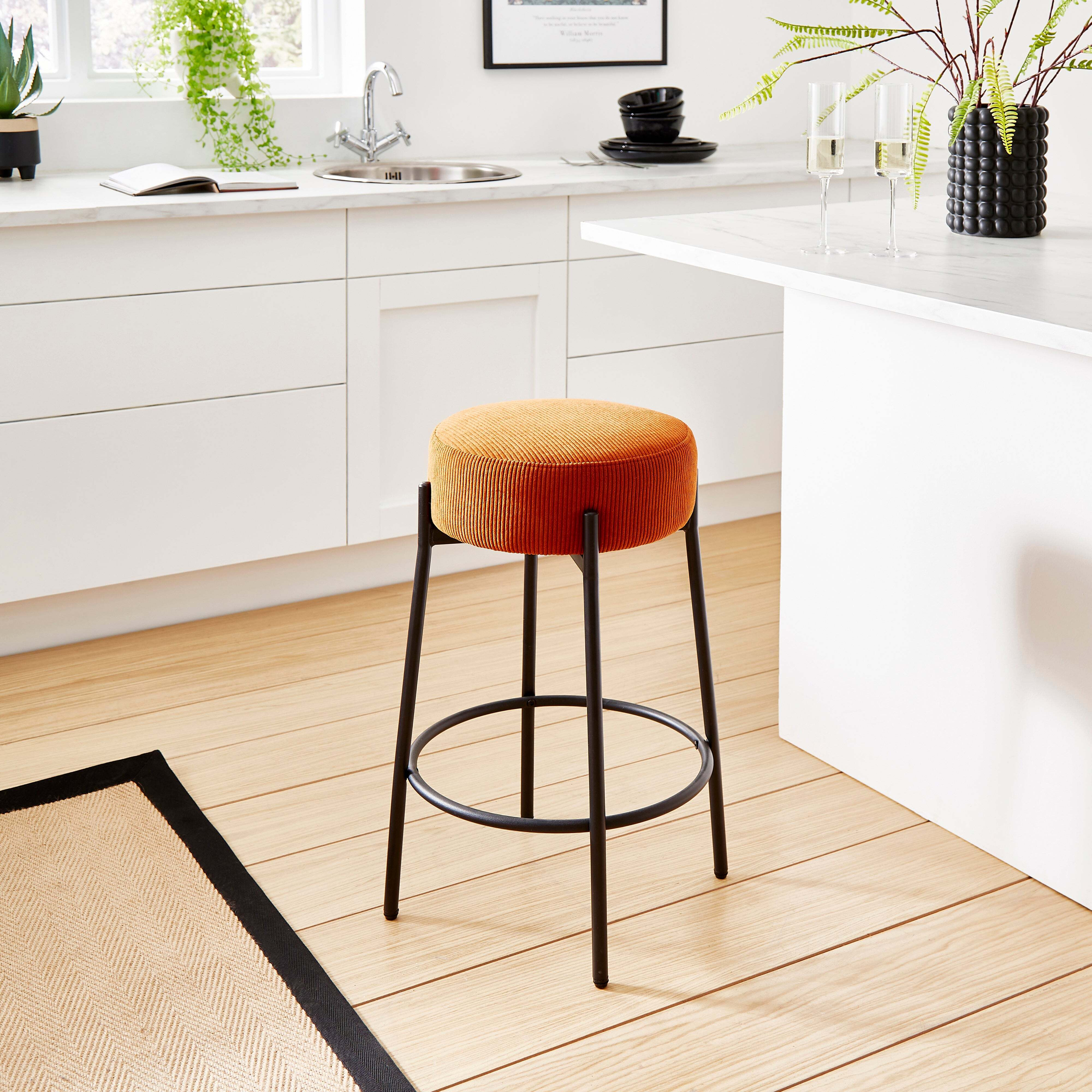 Alexis Corduroy Bar Stool Rust by Dunelm | ufurnish.com