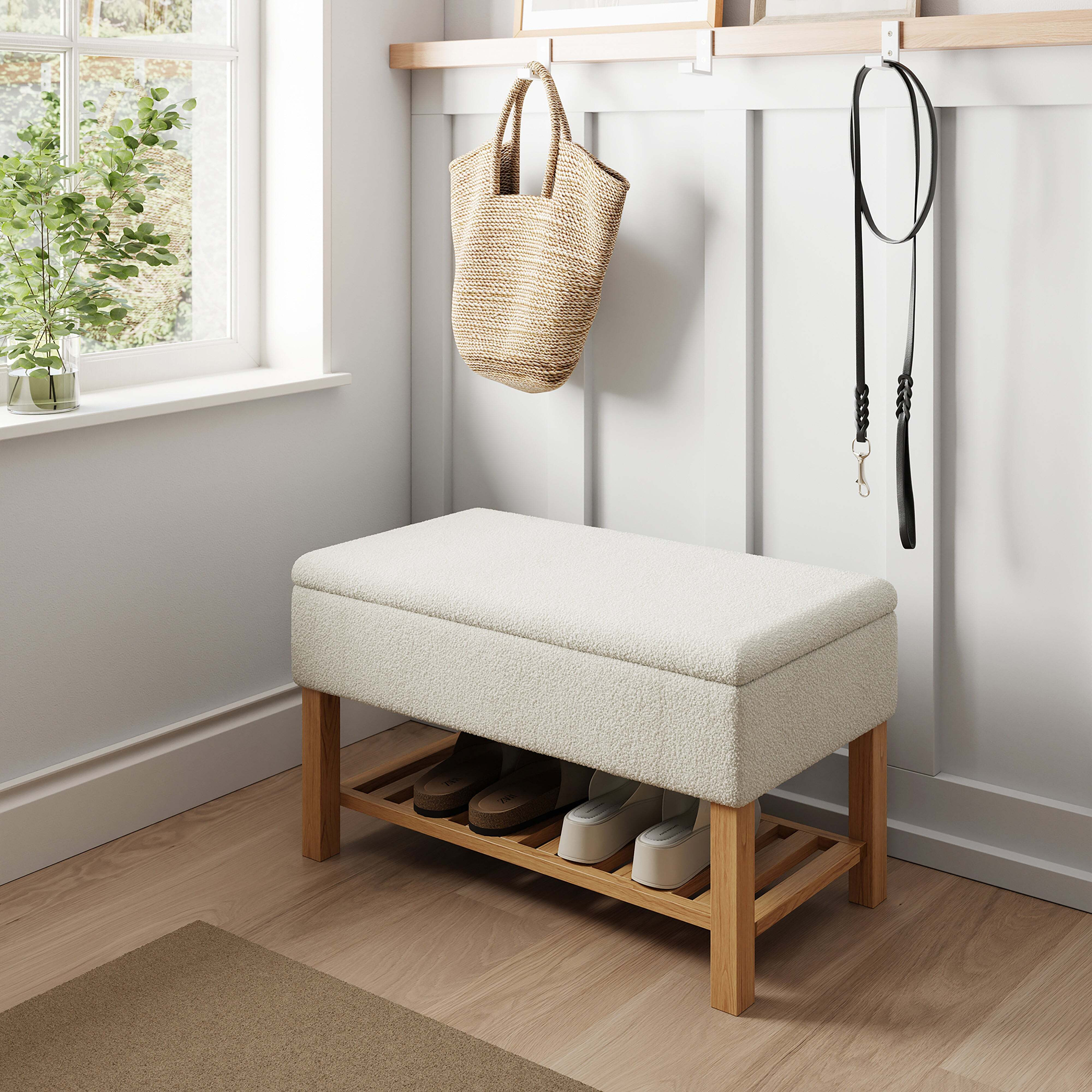 Wooden Storage Bench, Ivory Sherpa Sherpa Ivory by Dunelm | uFurnish.com