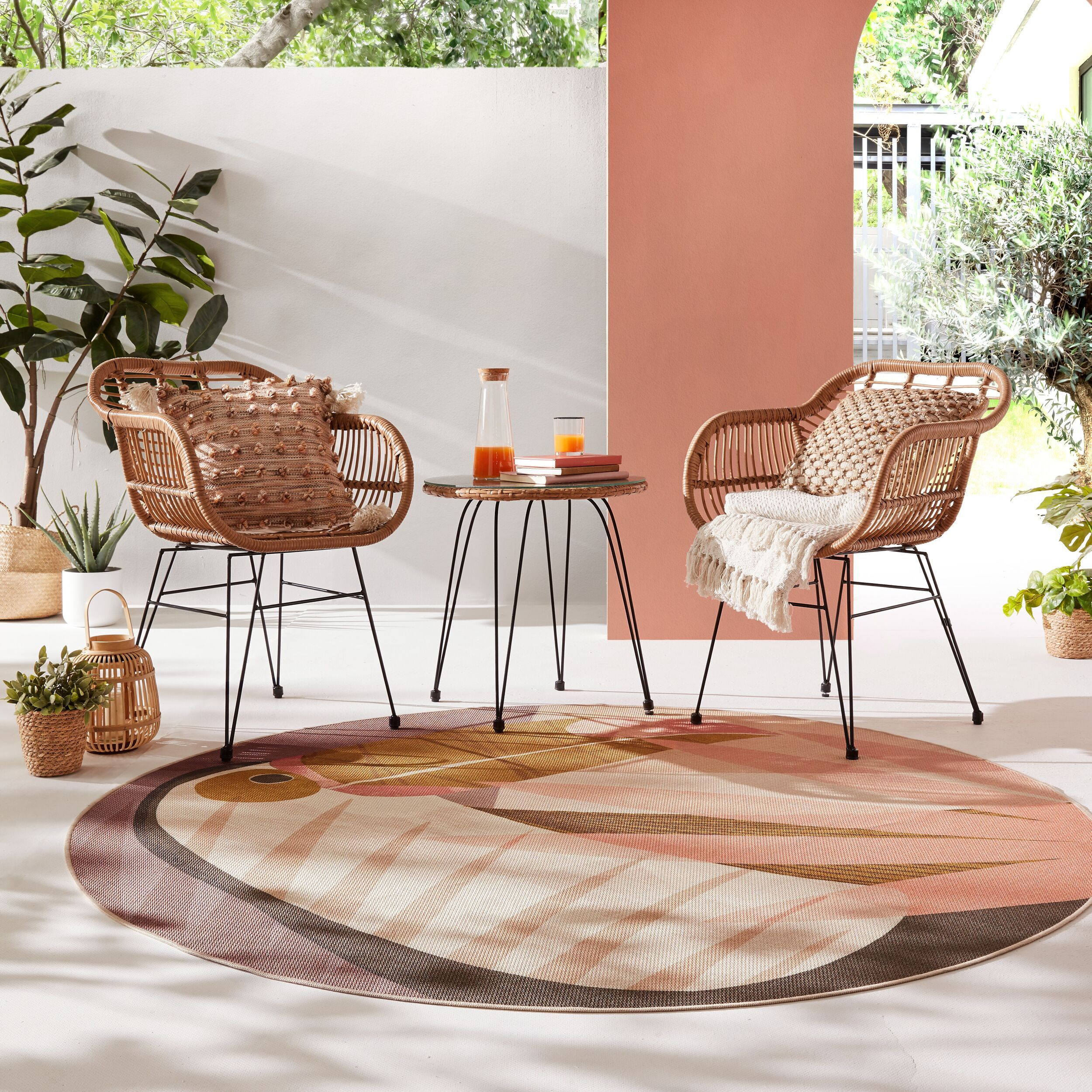 Toucan Recycled Round Indoor Outdoor Rug Multicoloured by Dunelm ...