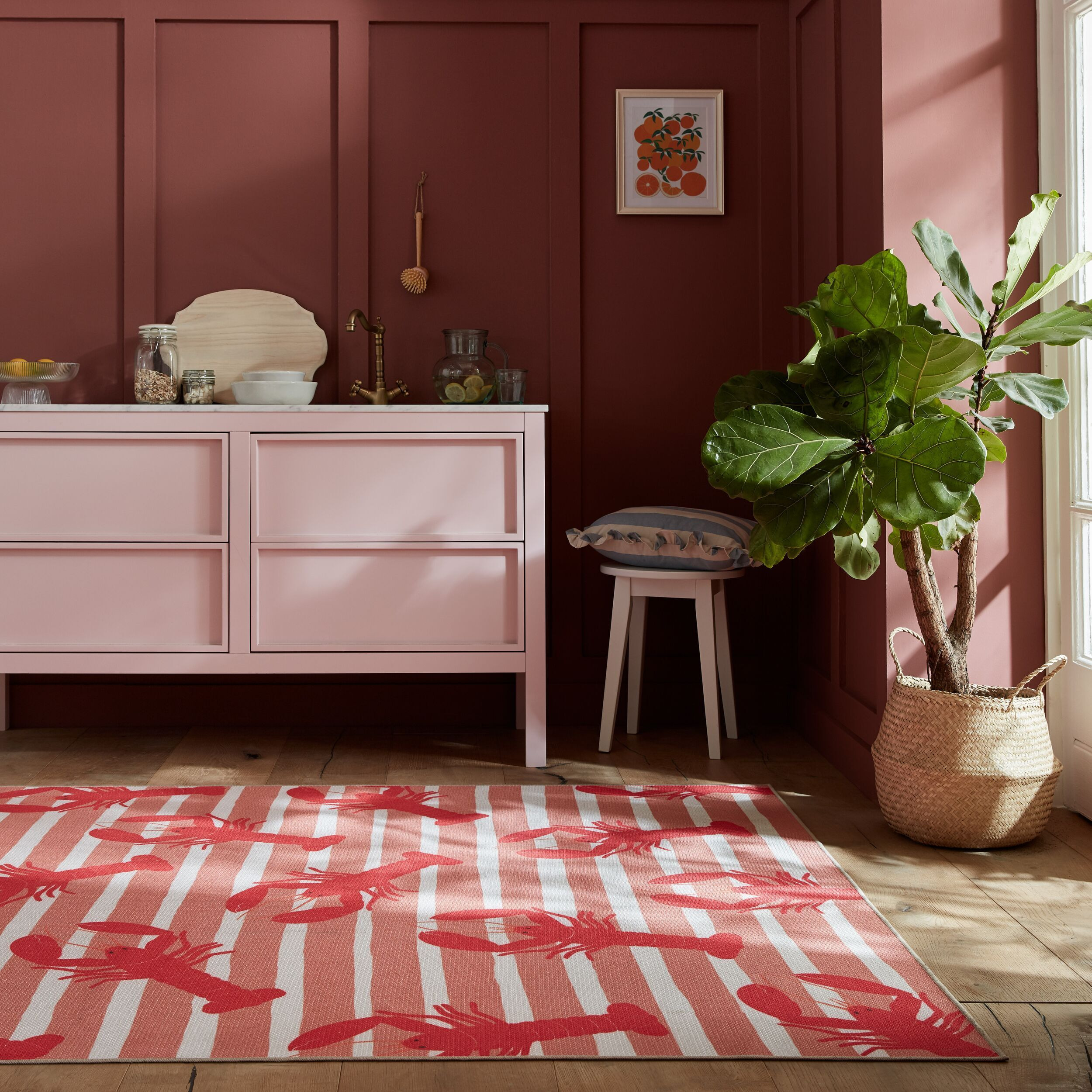 Riviera Lobster Recycled Indoor Outdoor Rug Red/White by Dunelm ...