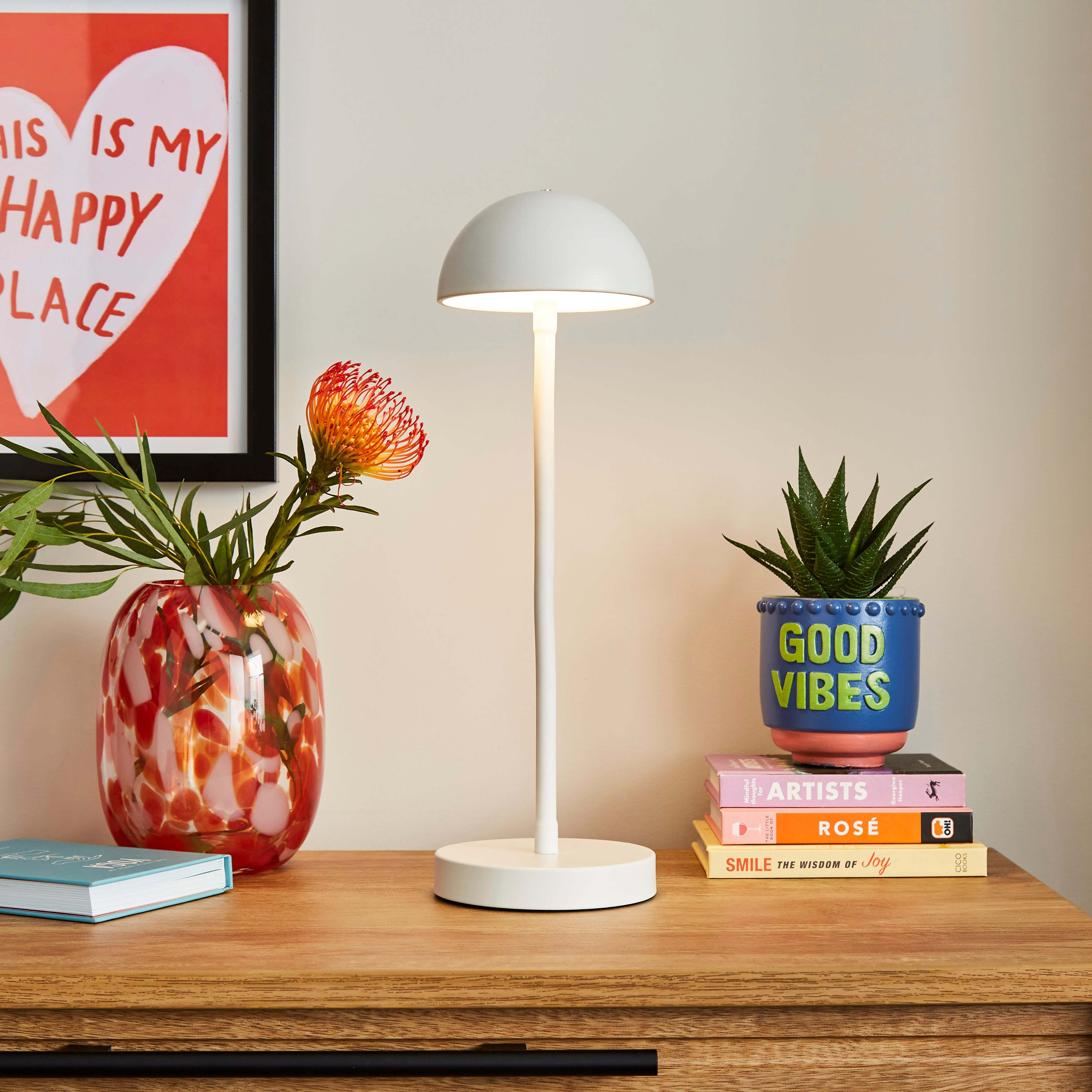 Kimi Adjustable Rechargeable Touch Dimmable Table Lamp White by Dunelm ...