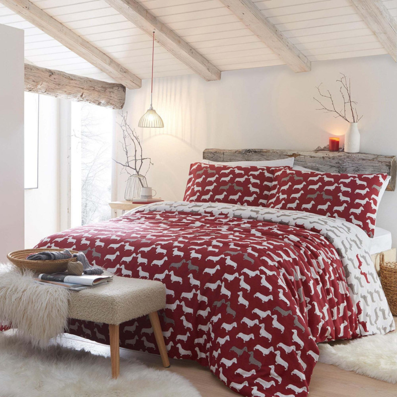 Fusion Snug Dudley Love Red Duvet Cover and Pillowcase Set Red by ...