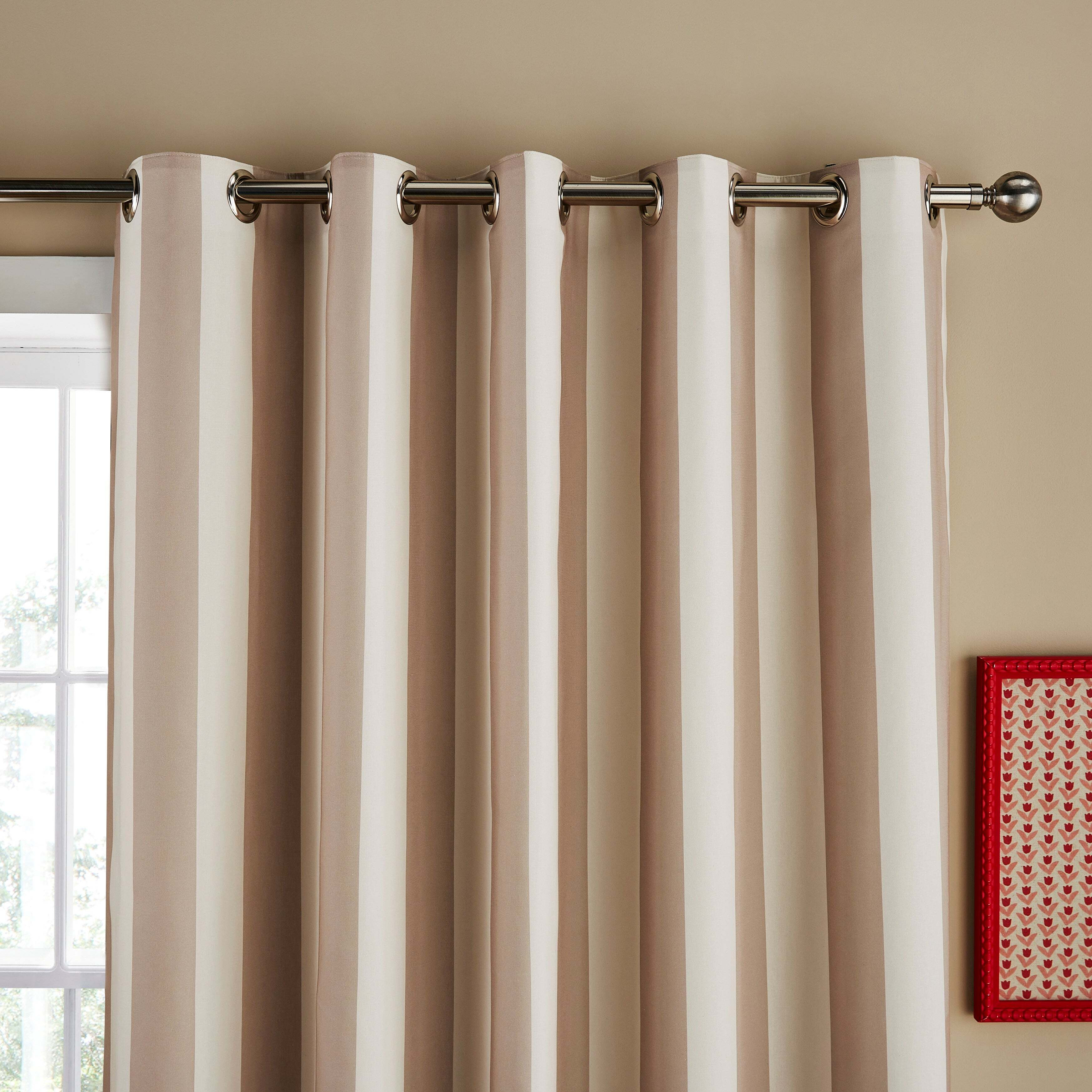 Pride & Joy Striped Eyelet Curtains Natural by Dunelm | ufurnish.com