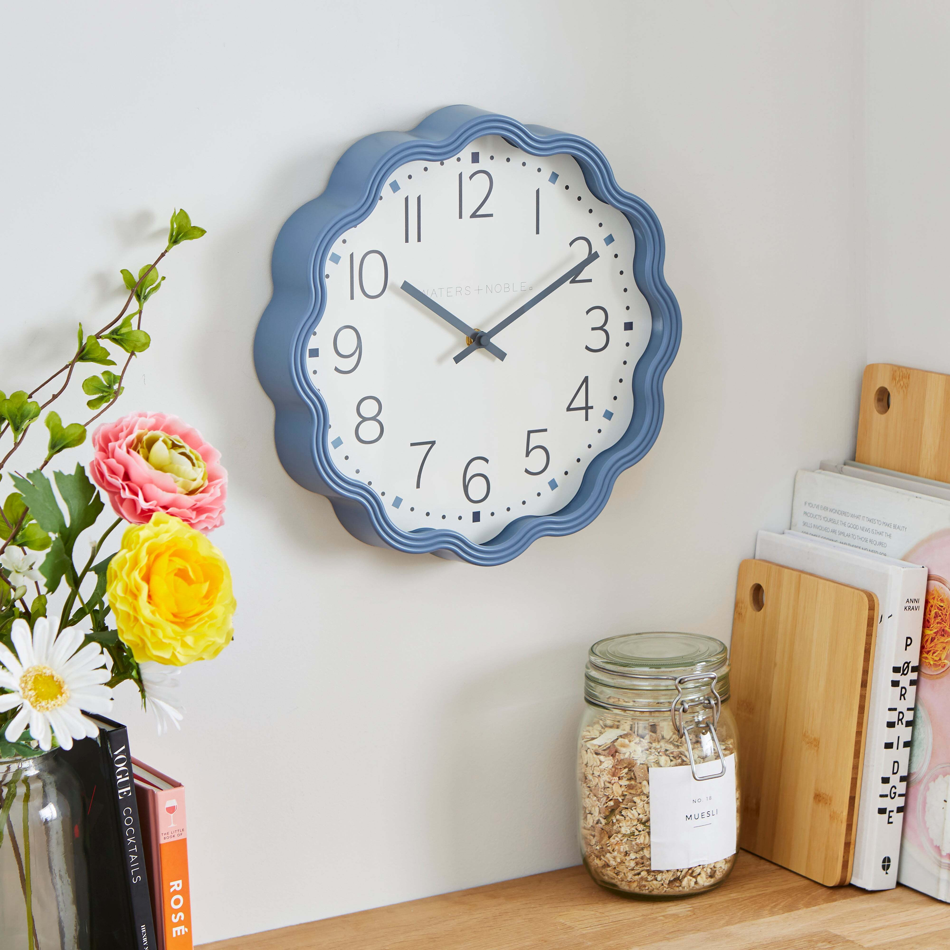 Wavy Silent Wall Clock Blue by Dunelm | ufurnish.com