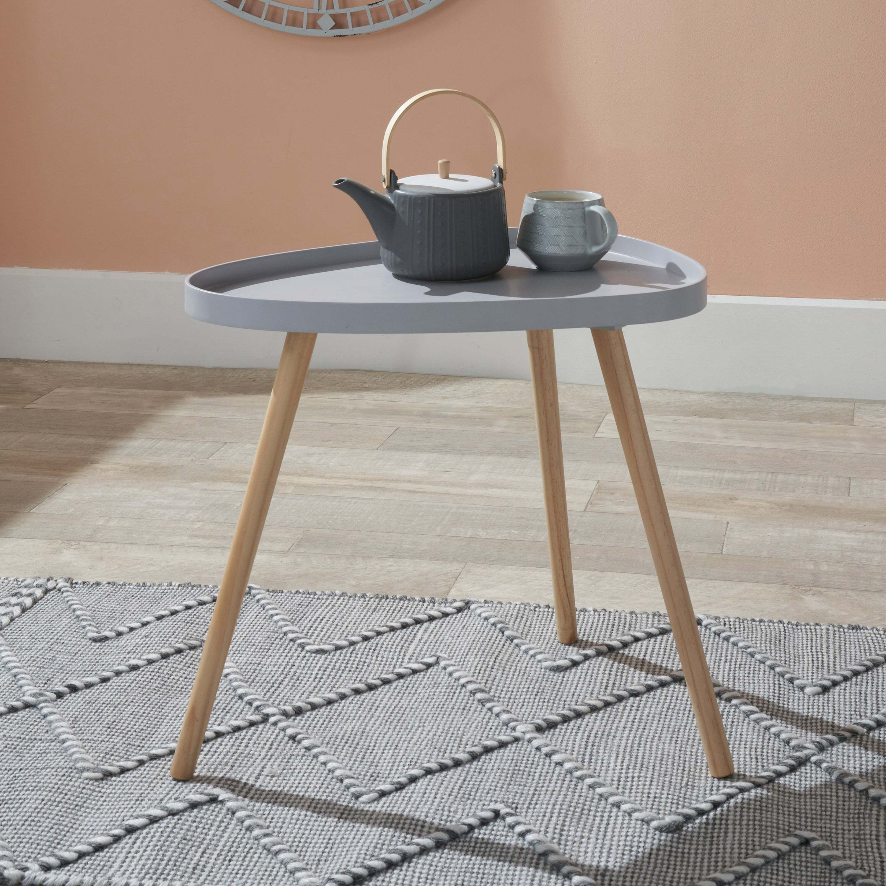 Clarice Teardrop Side Table Light Grey by Dunelm | ufurnish.com