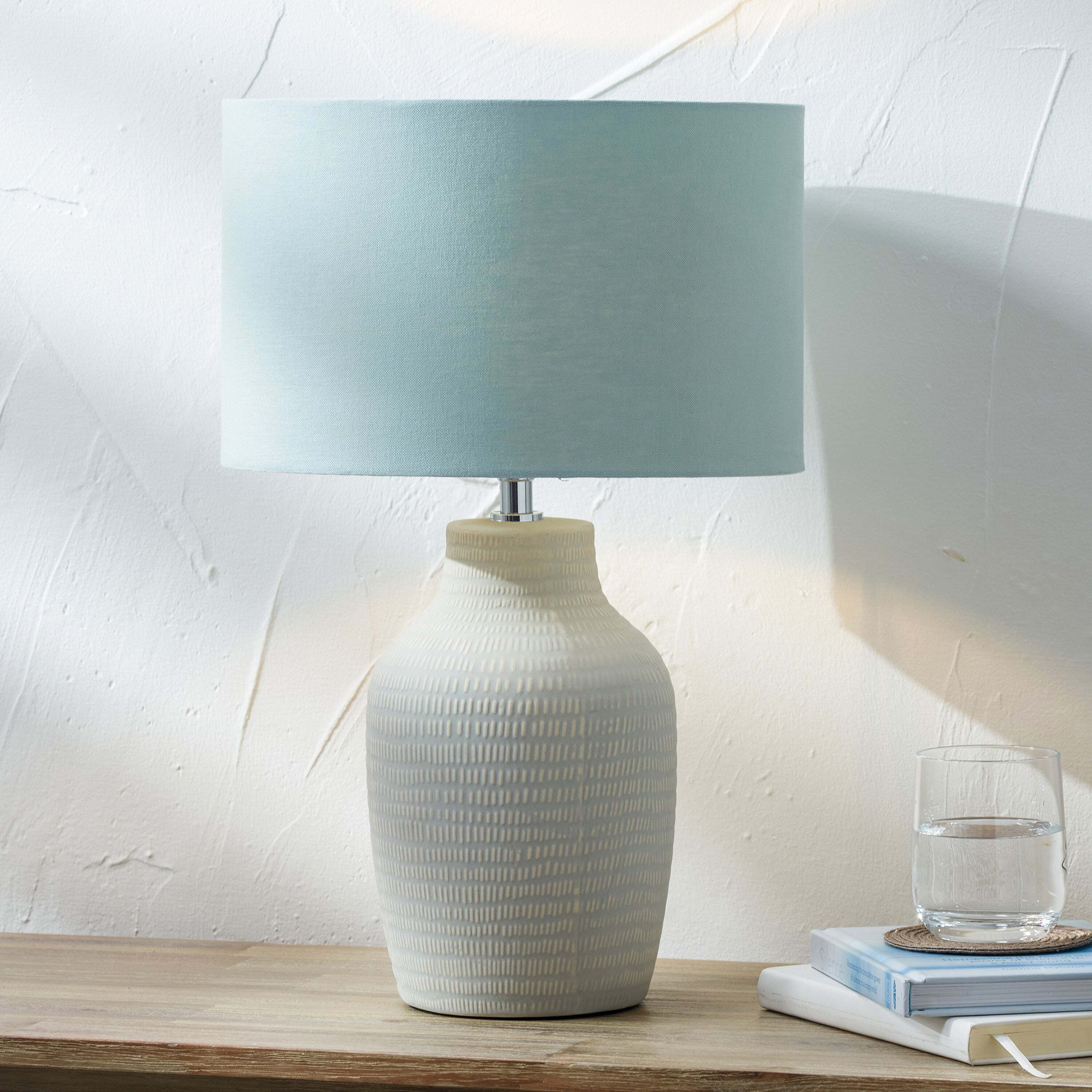 Kai Duck Egg Textured Ceramic Table Lamp Blue by Dunelm | ufurnish.com